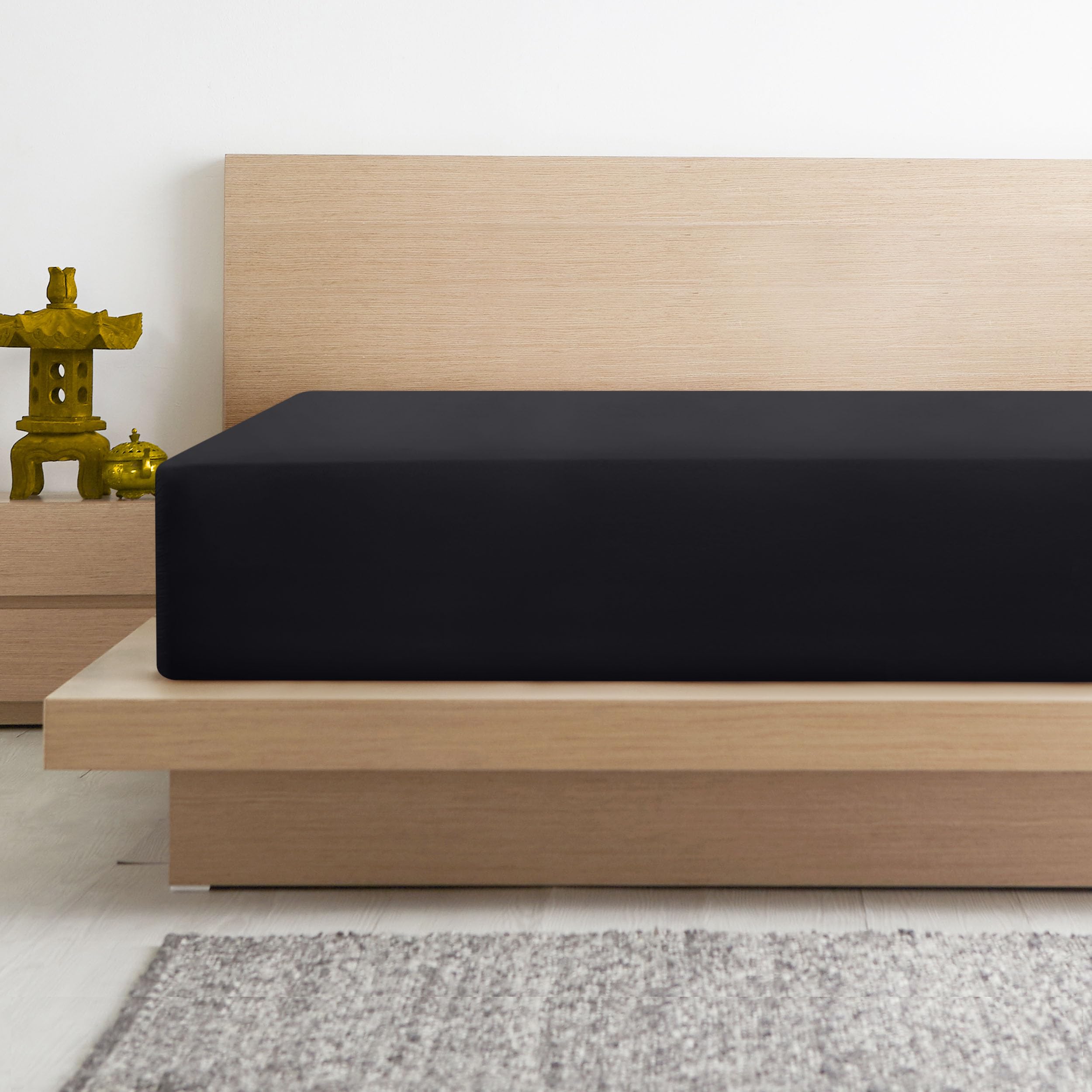 Amazon.com: CBE Twin Black Fitted Sheet - Bottom Sheet - 1 Fitted Sheet ...