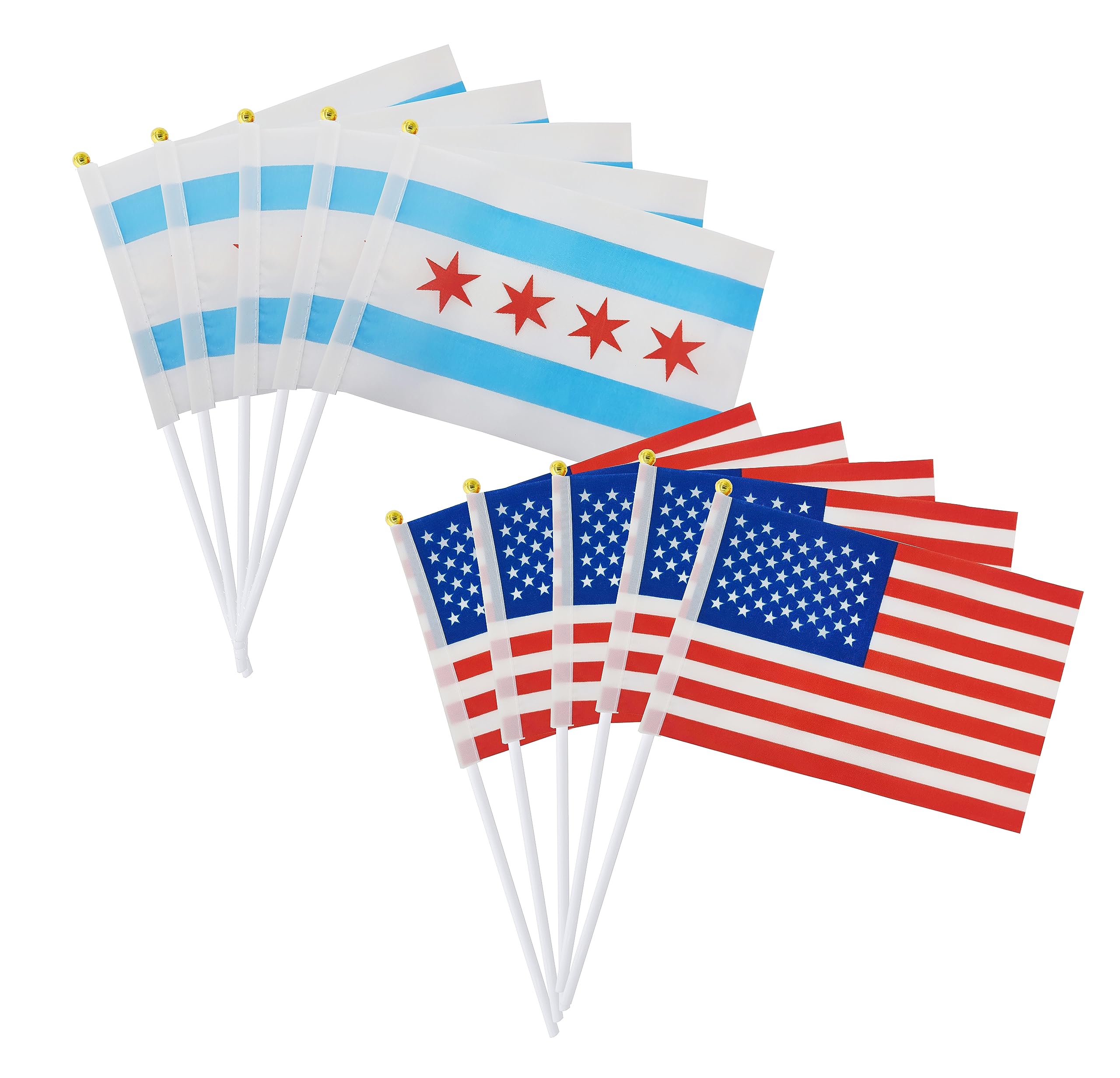 Amazon.com: 50 Pack American And 50 Pack Chicago State Flag,Hand Held ...
