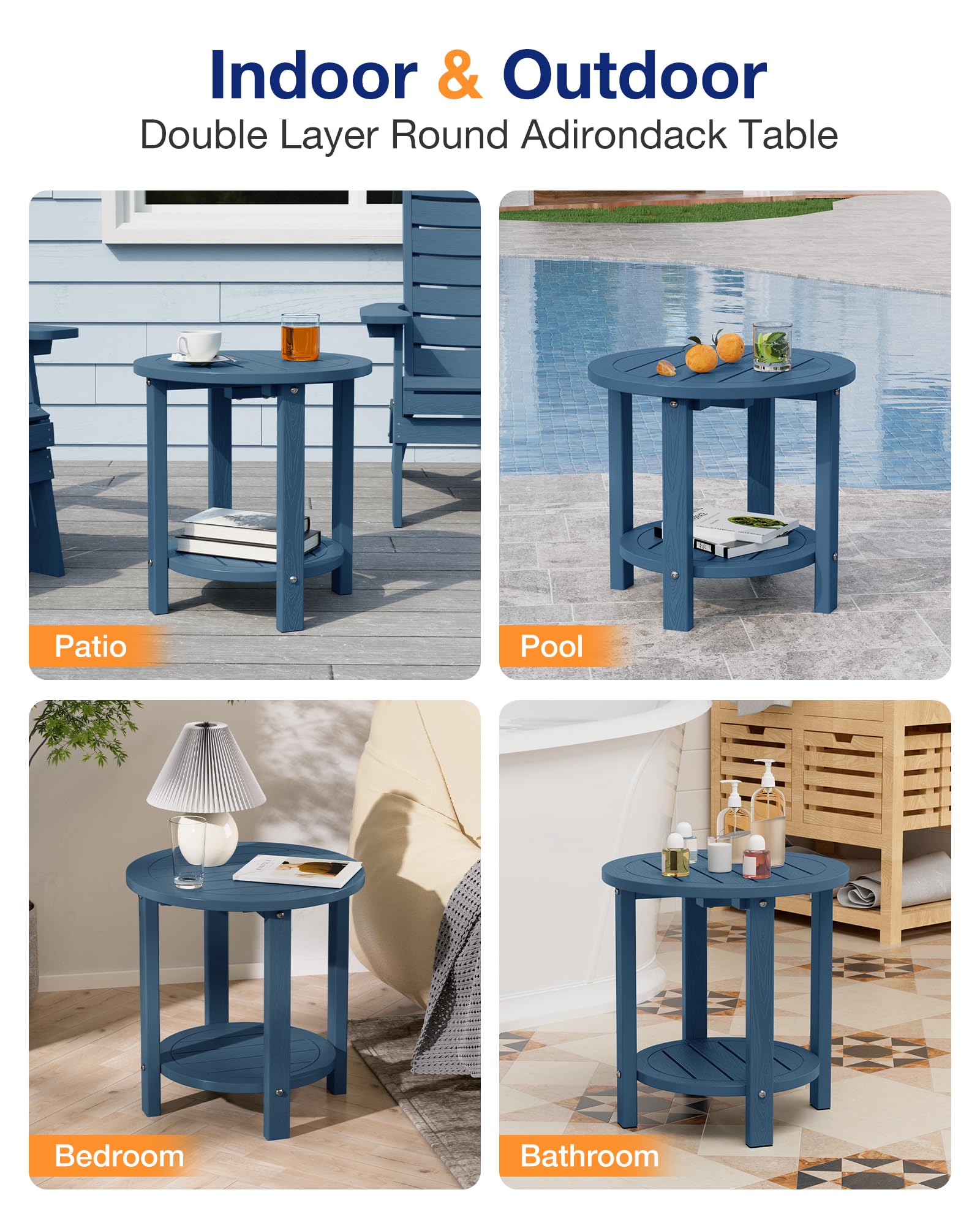 Snapklik.com : YEFU Outdoor Side Table For Patio: 16in HIPS Small Round ...