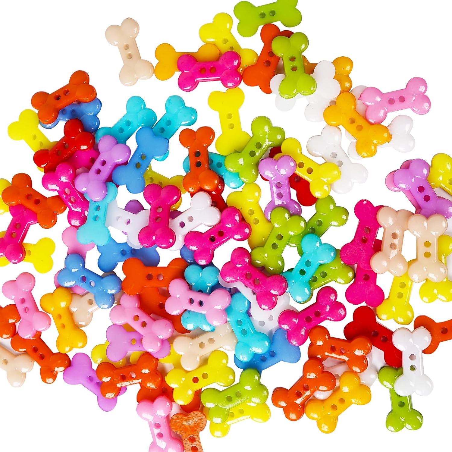 Amazon.com: 100PCS Pet Dog Bone Toy Plastic Buttons 2 Holes Sewing ...