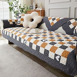 Amazon.com: vctops Farmhouse Buffalo Check Plaid Cotton Sofa Couch ...
