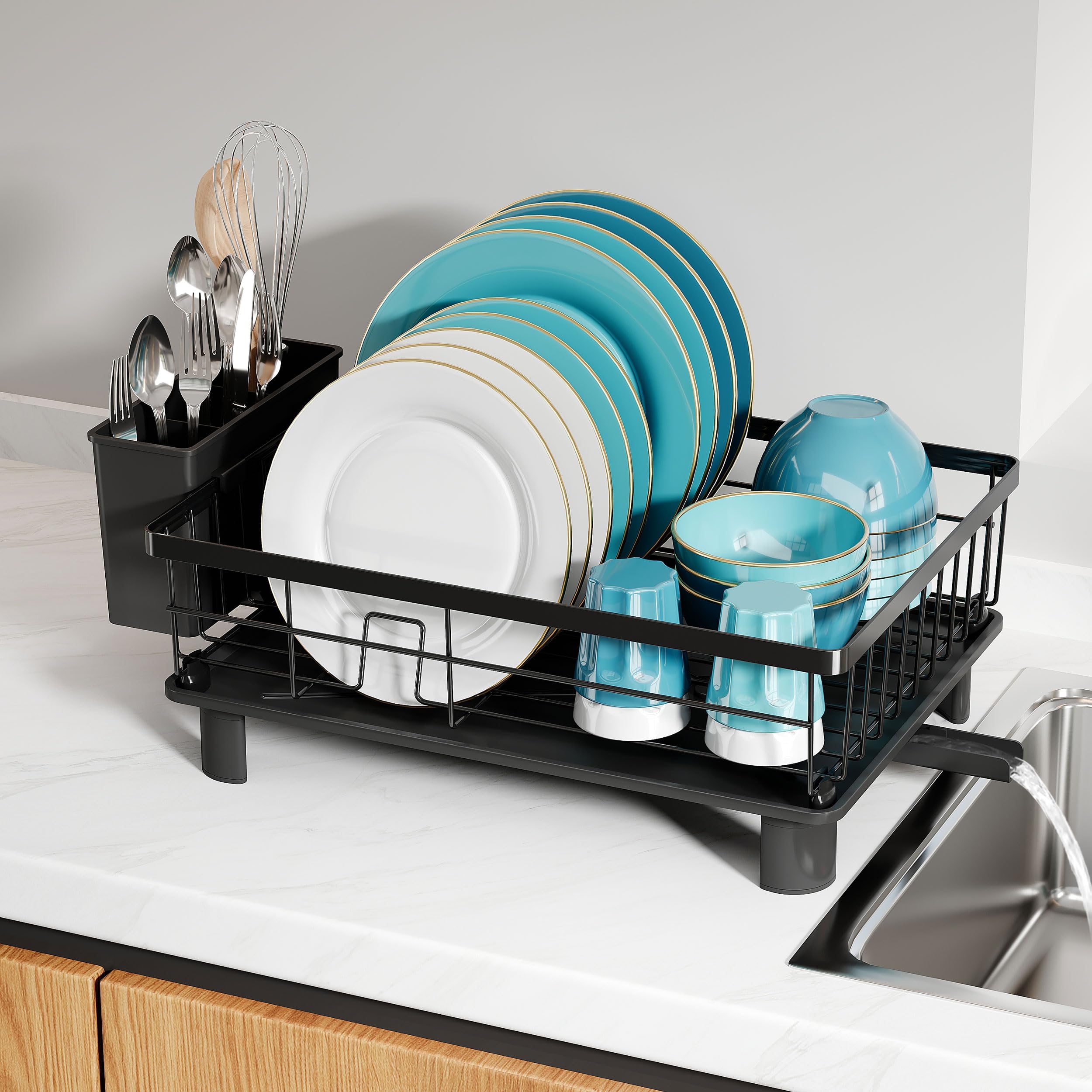 Alivio Dish Drainer Rack, Stainless Steel Dish Rack with Utensil Holder ...
