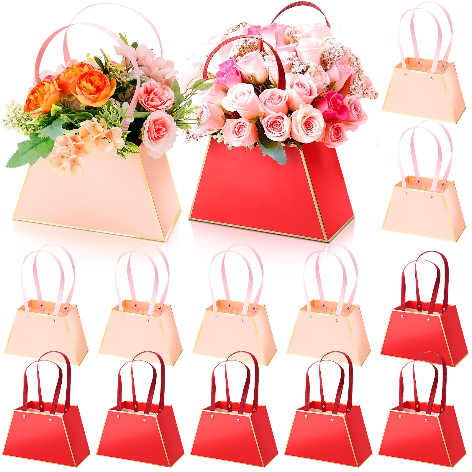 Amazon.com: Fuutreo 12 Pcs Flower Gift Bags for Bouquets Portable Craft ...