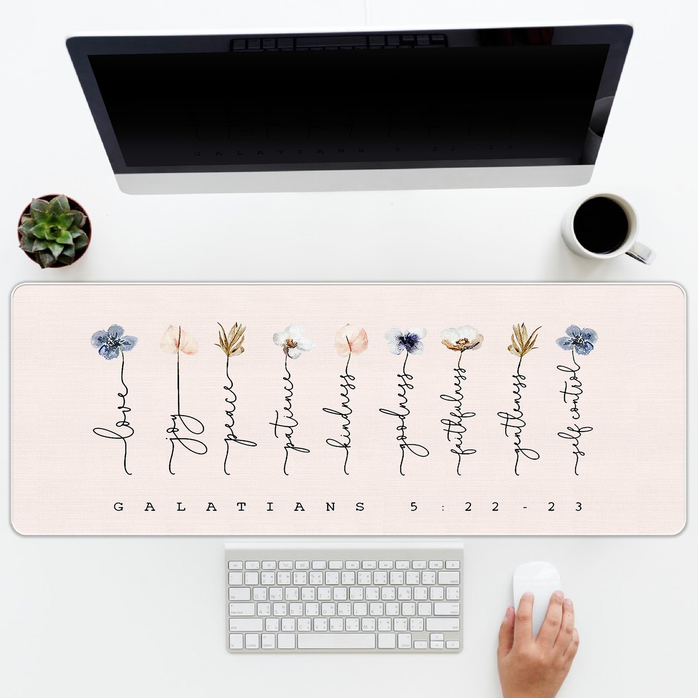 Amazon.com : Christian Mouse Pad Floral Desk Mat, Large Bible Verses ...
