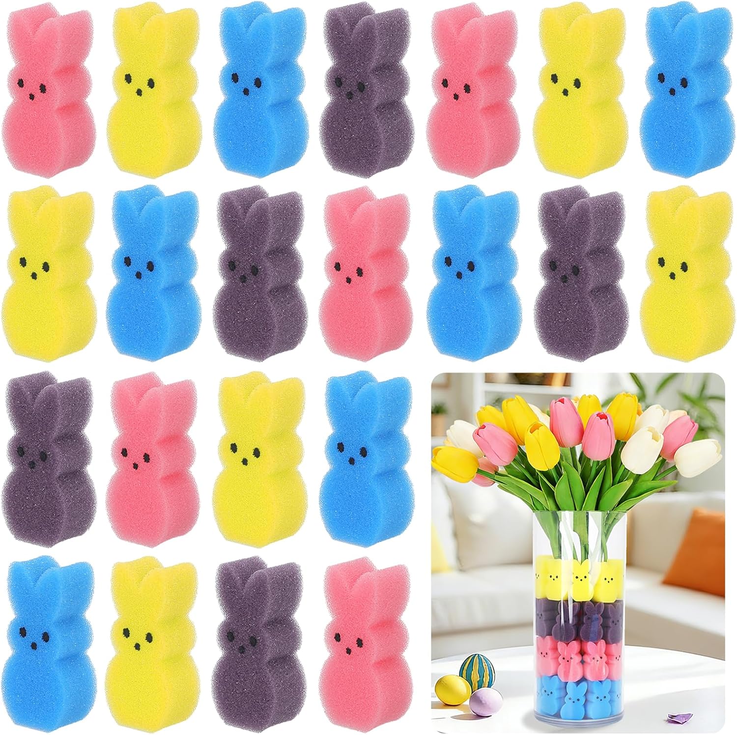 Amazon.com: Ahzemepinyo 60 Pieces Easter Sponge Bunnies Vase Filler ...