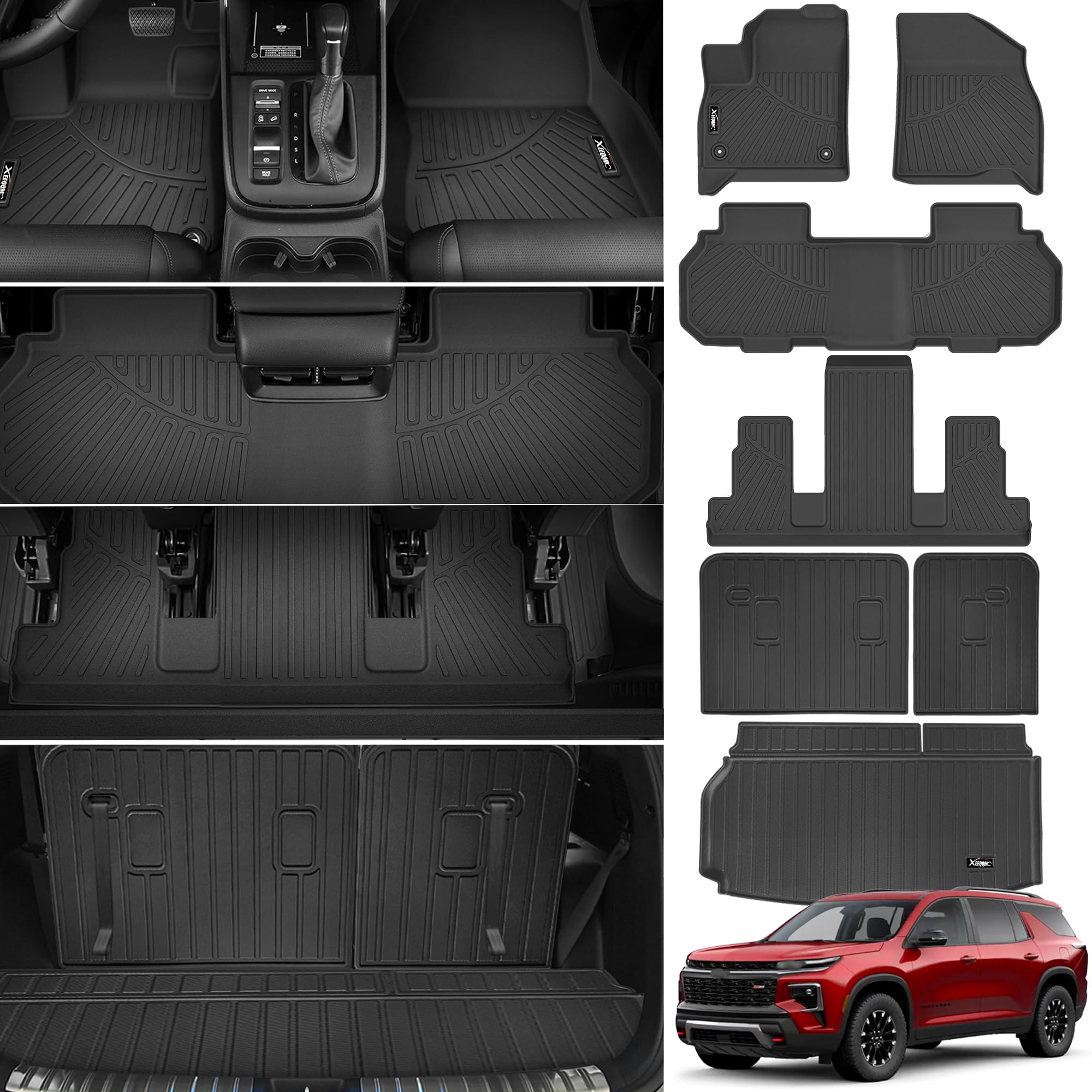 Amazon.com: Floor Mats &Trunk Mat for 2024 Chevy/Chevrolet Traverse 7 ...