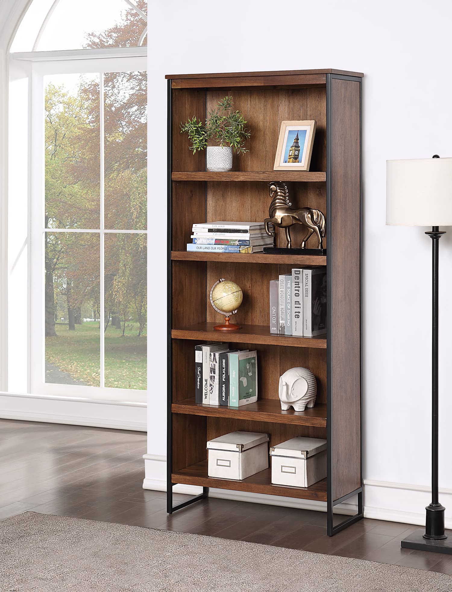 Martin Furniture Industrial Open Wood, Bookcase Shelves, Brown