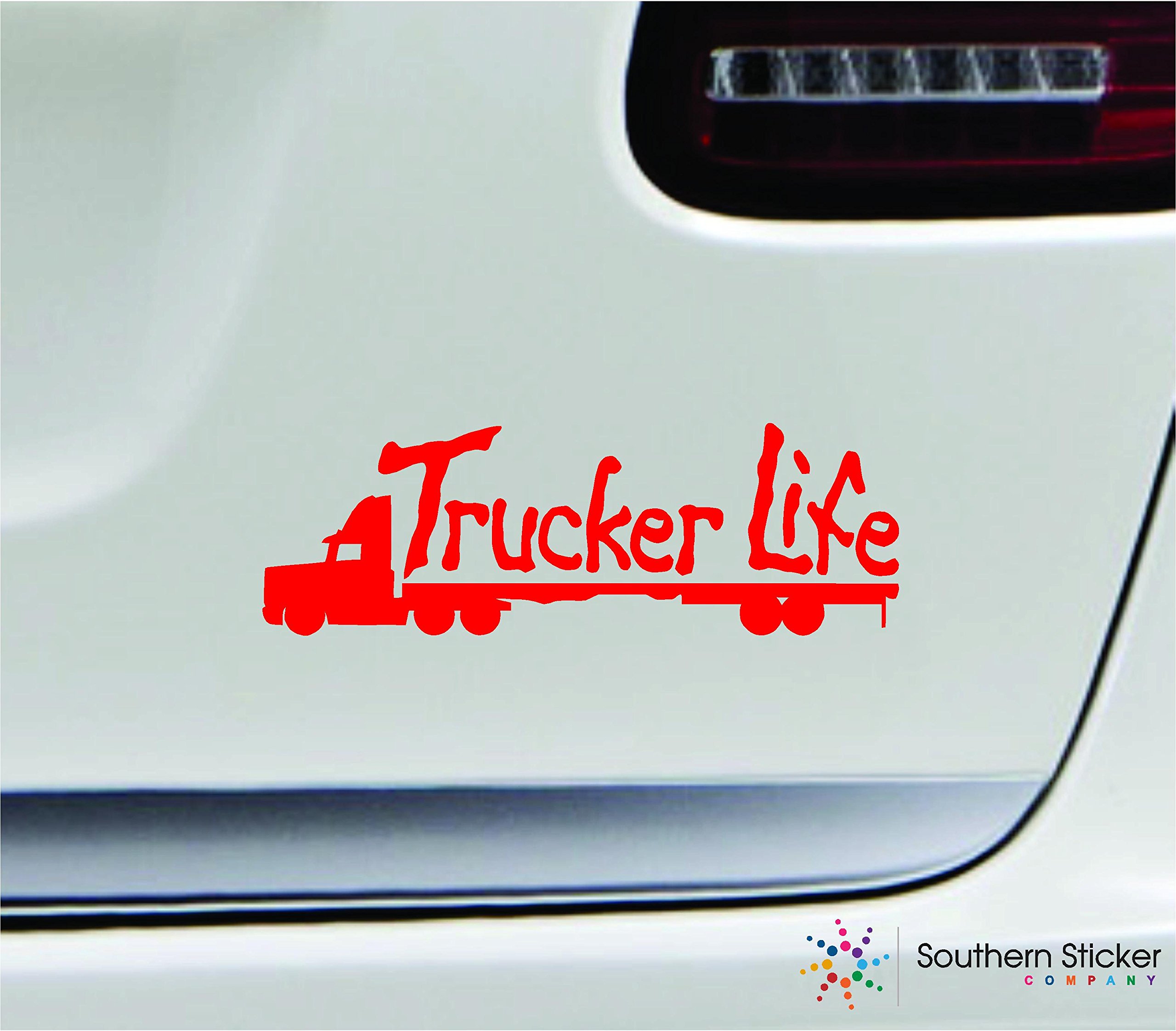 Amazon.com: Trucker Life 18 Wheeler 7x2.4 red Driving Roads Highway ...