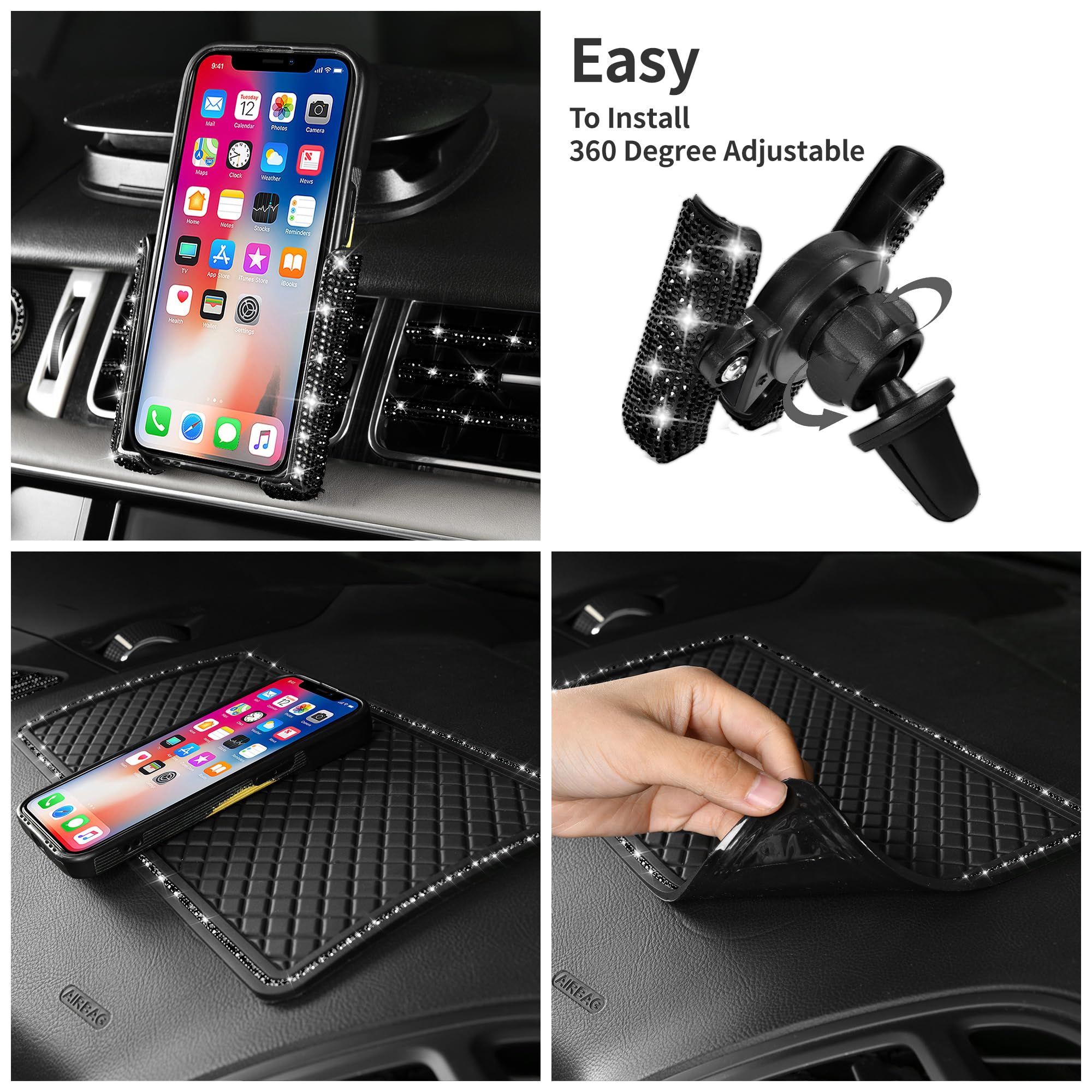 Snapklik.com : 34 PCS Bling Diamond Car Accessories Set For Women ...