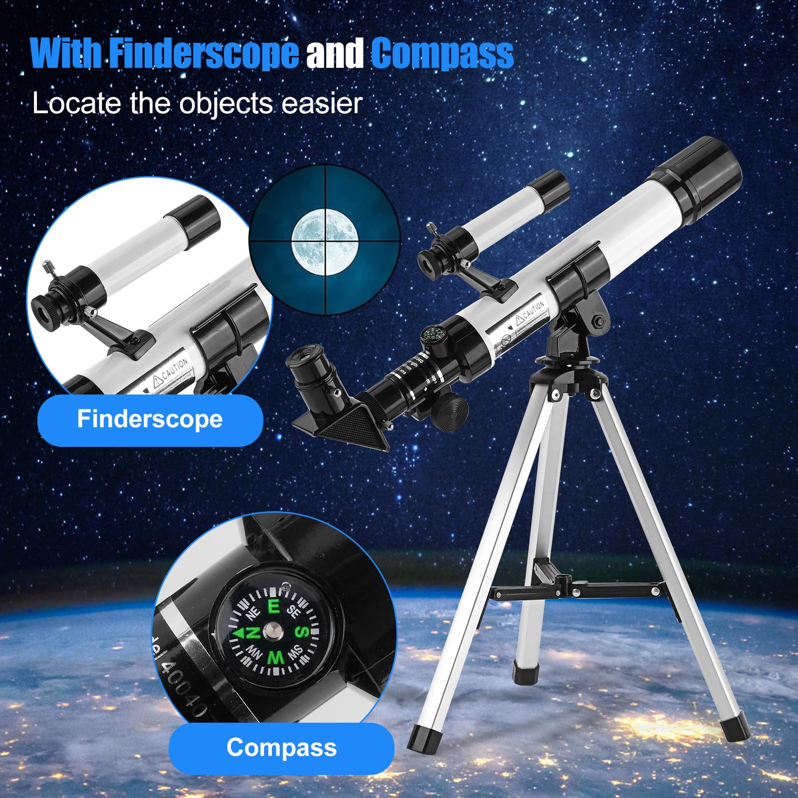 Telescope for Kids & Beginners Adults 40/400mm Astronomical Telescopes ...