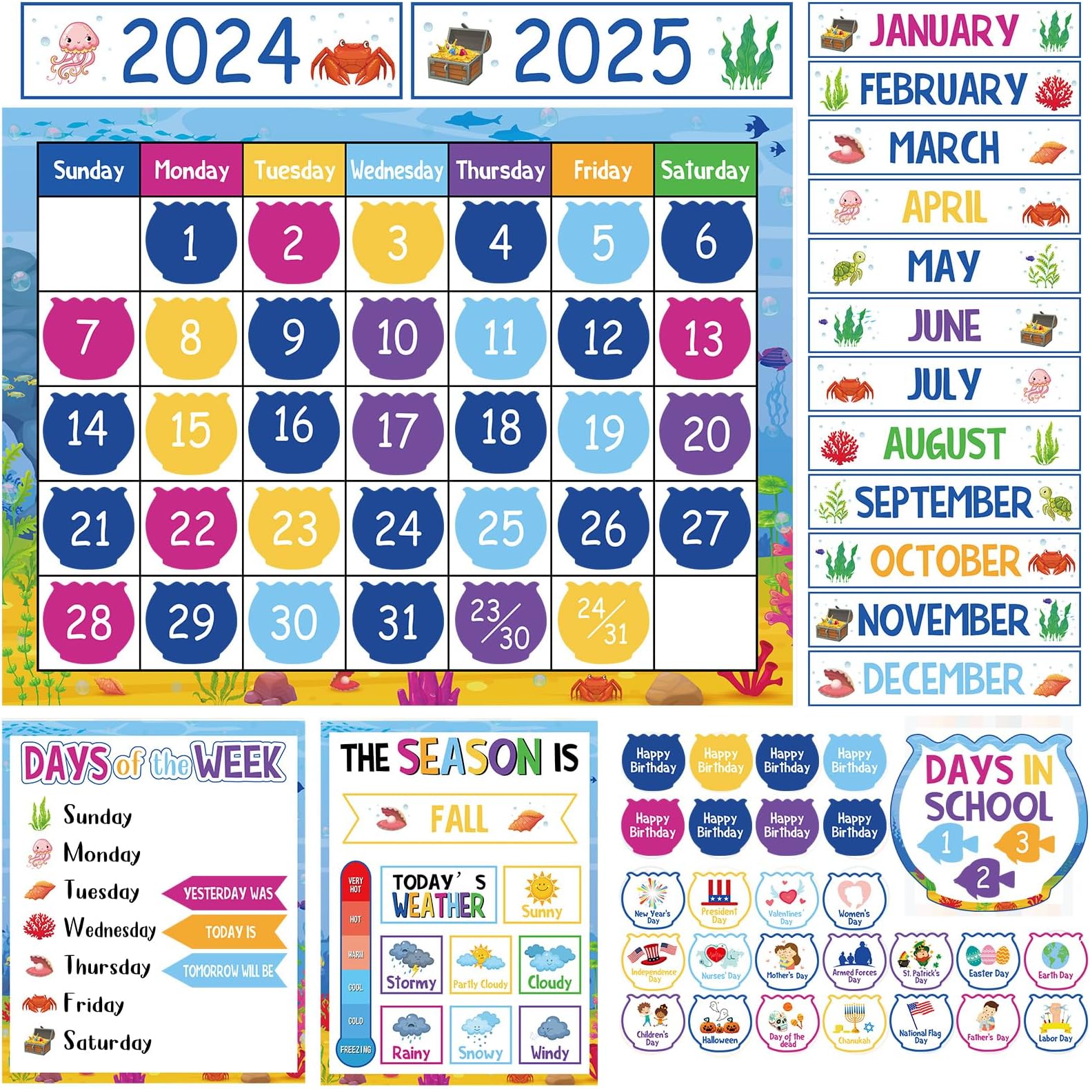 Amazon.com: Whaline 26Pcs Under The Sea Bulletin Board Decoration Ocean ...