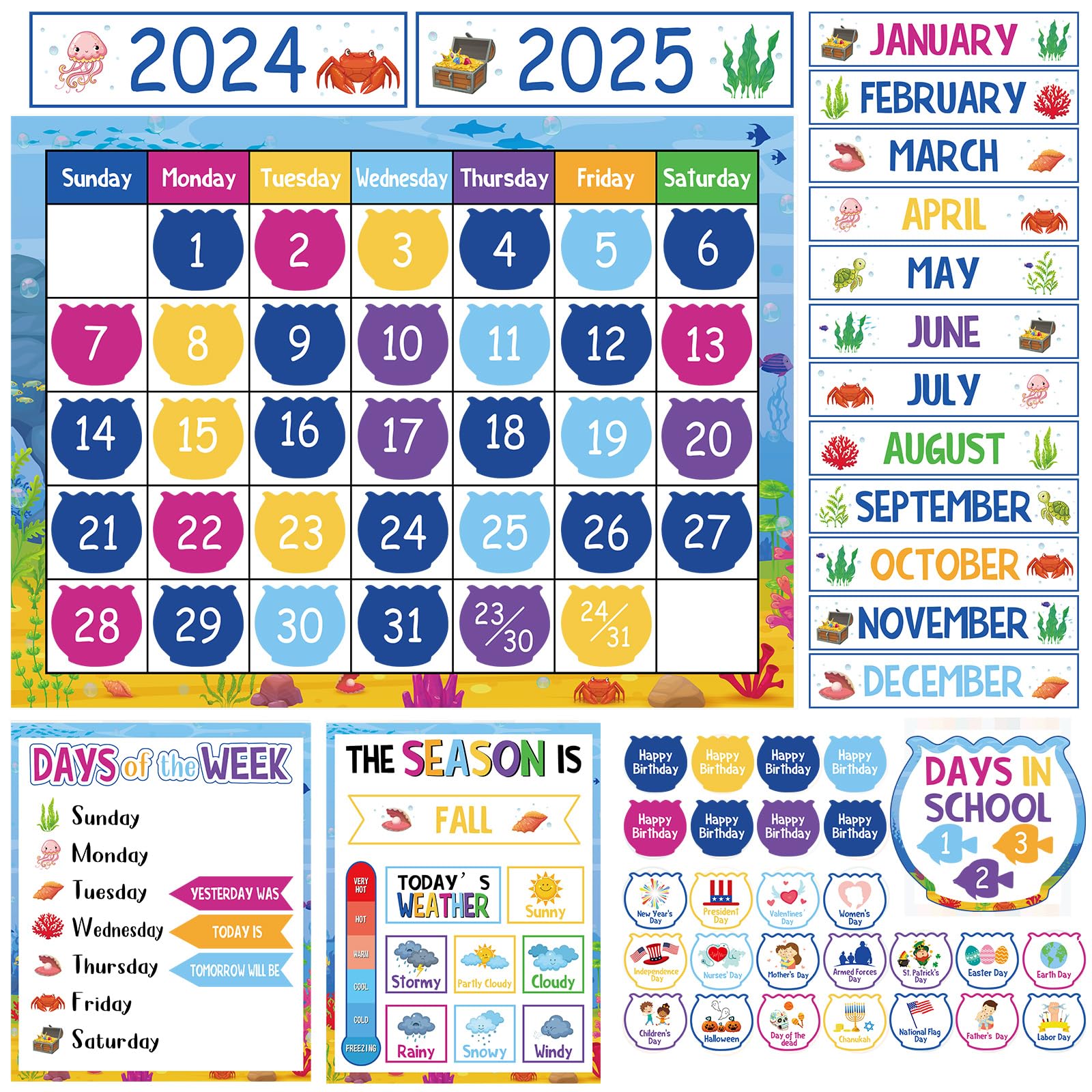 Snapklik.com : Qyeahkj Classroom Calendar Bulletin Board Sets Sea ...