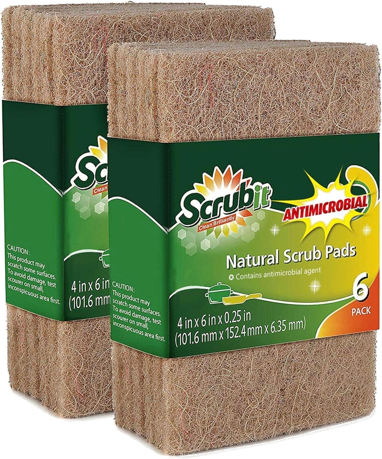 SCRUBIT Natural Scouring Pads (12 Pack) - Eco Friendly Scrubbing Pads ...