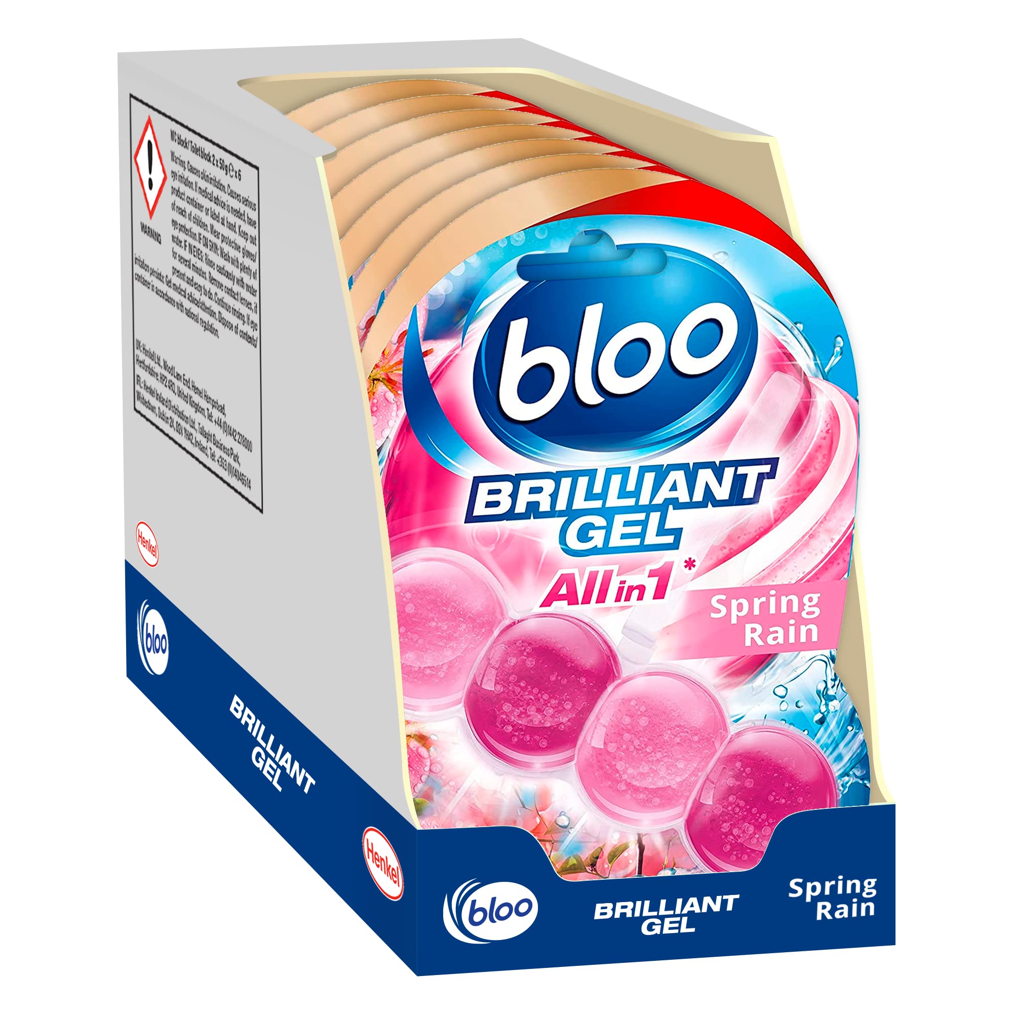 Bloo Brilliant Gel All in 1 Toilet Rim Block Cleaner, Spring Rain Fresh ...