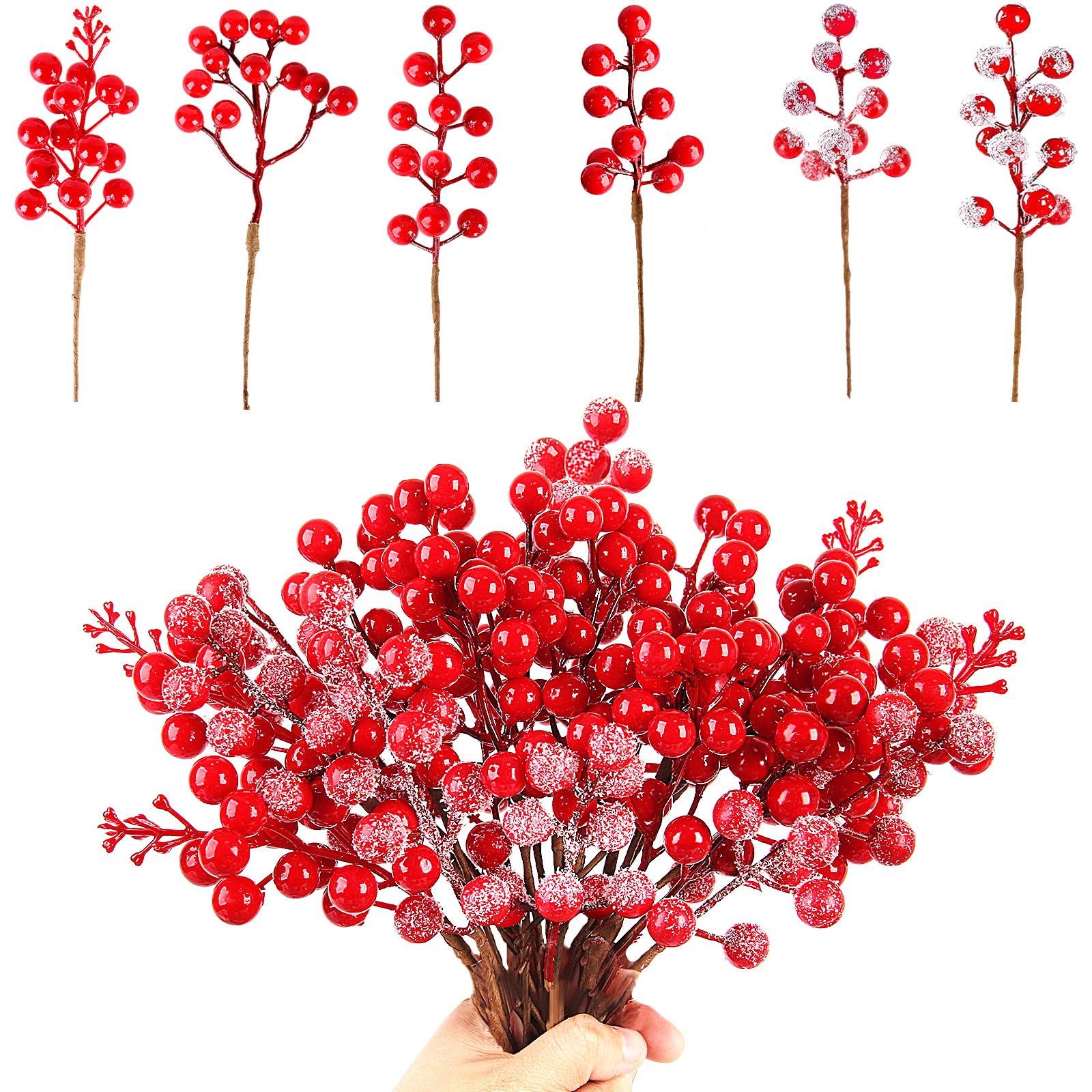 Amazon.com: 36 Pack Artificial Red Berry Stems Christmas Tree ...