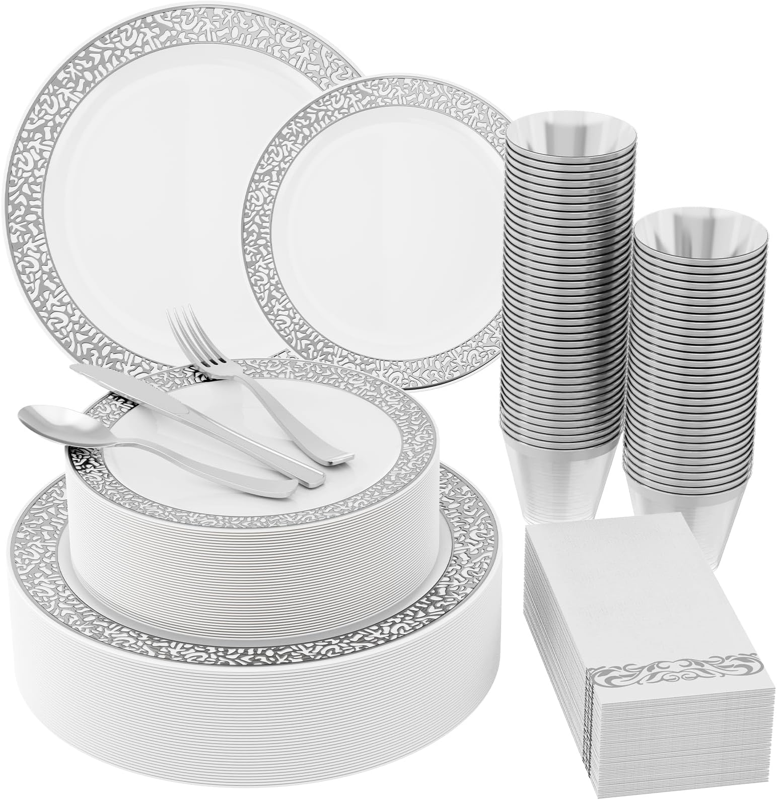 Amazon.com: By Madee HEAVYWEIGHT Elegant Disposable Dinnerware Set ...