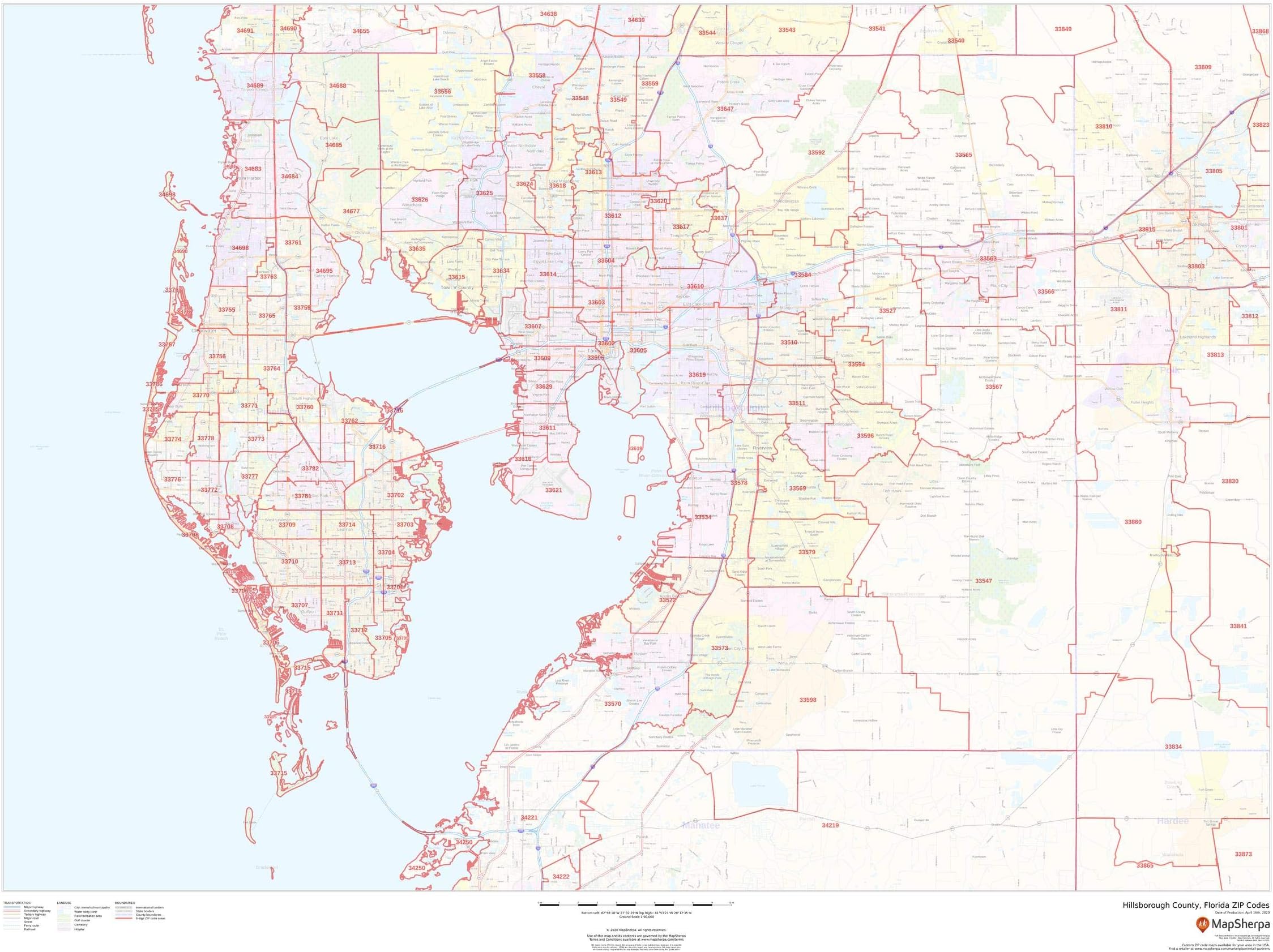 Amazon.com : Florida Zip Code Map (36" W x 29" H) : Office Products