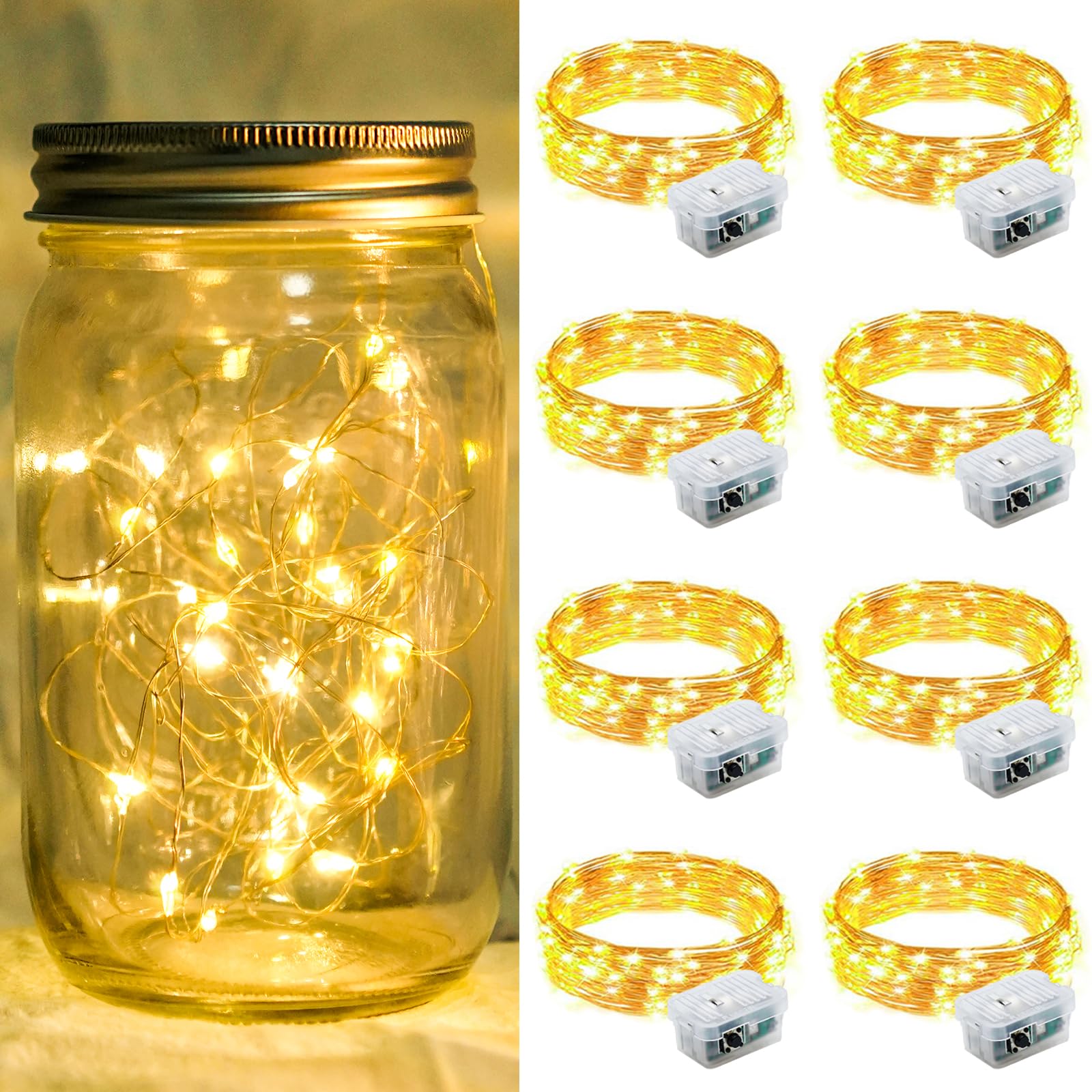 Amazon.com: chzk 8 Pack LED Fairy Lights Battery Operated, 7Ft 20LED ...
