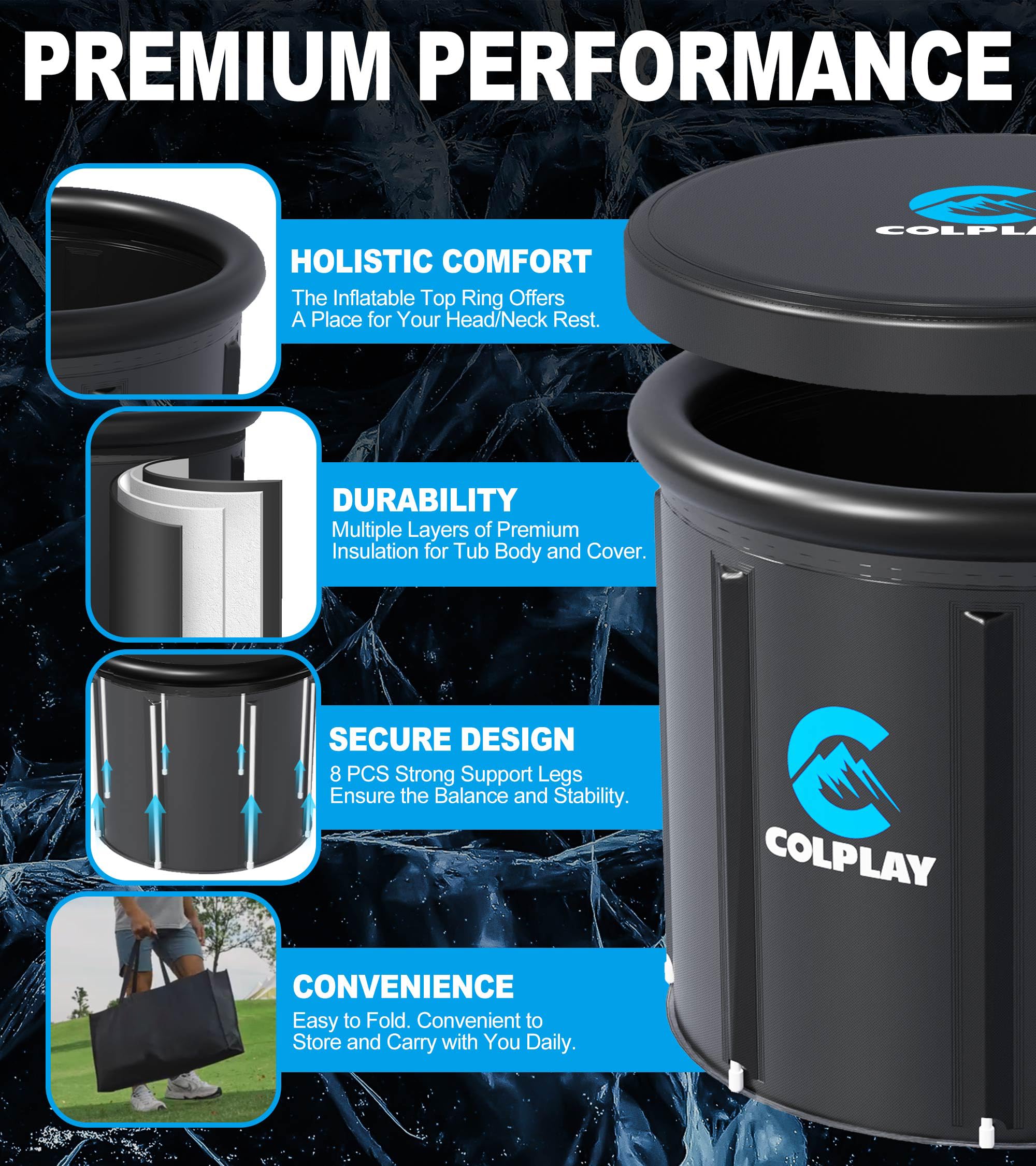 Snapklik.com : Colplay XL Large Portable Ice Bath Tub For Athletes - 35 ...