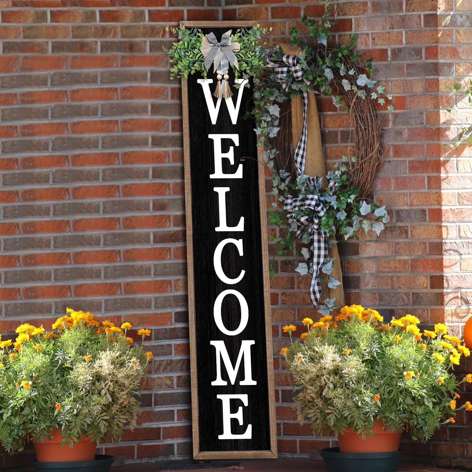 Amazon.com : My Word! Welcome Black w/White Word Welcome Sign and porch ...