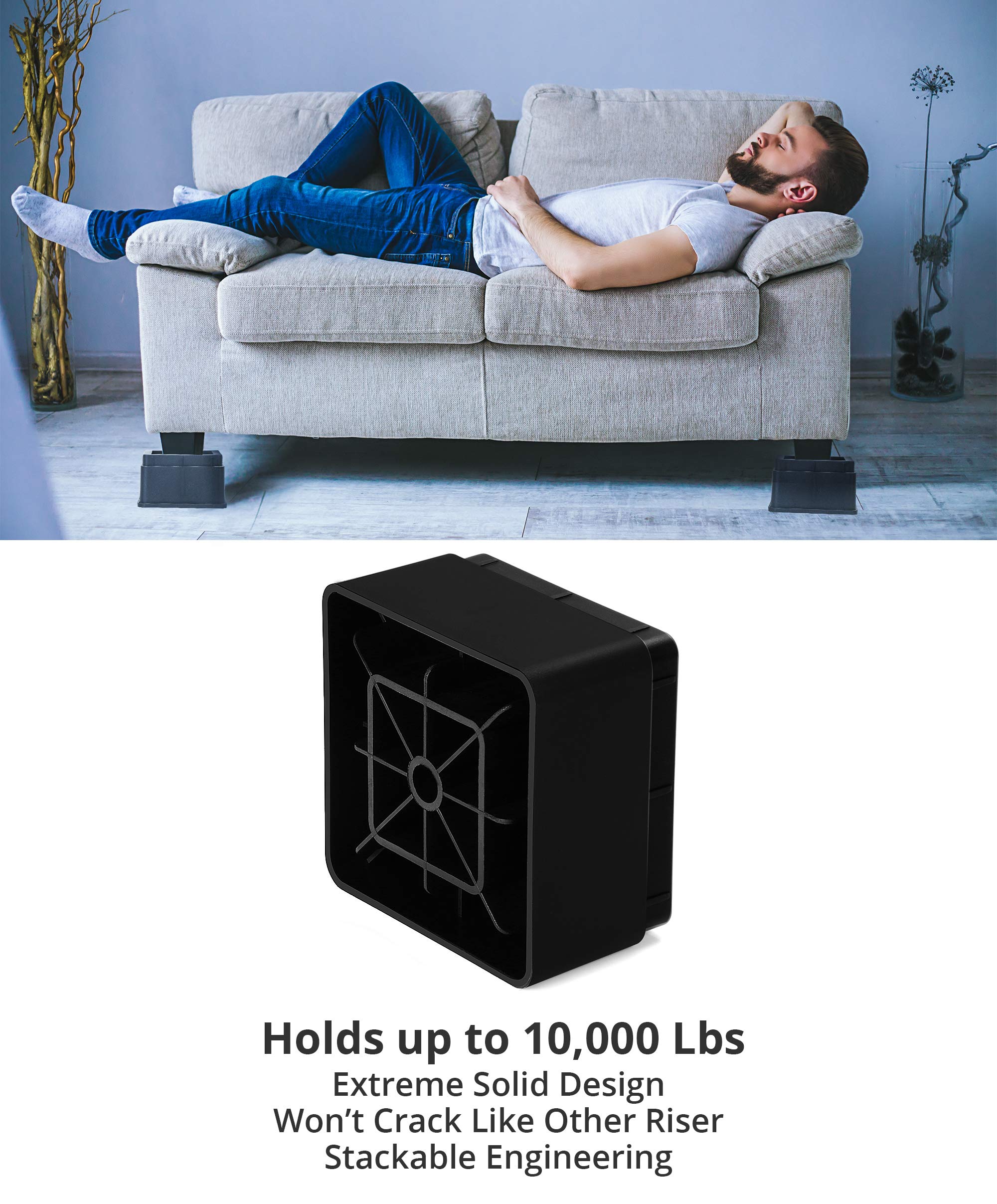 Utopia Bedding Pack of 8 Furniture and Bed Risers - Durable Plastic and ...