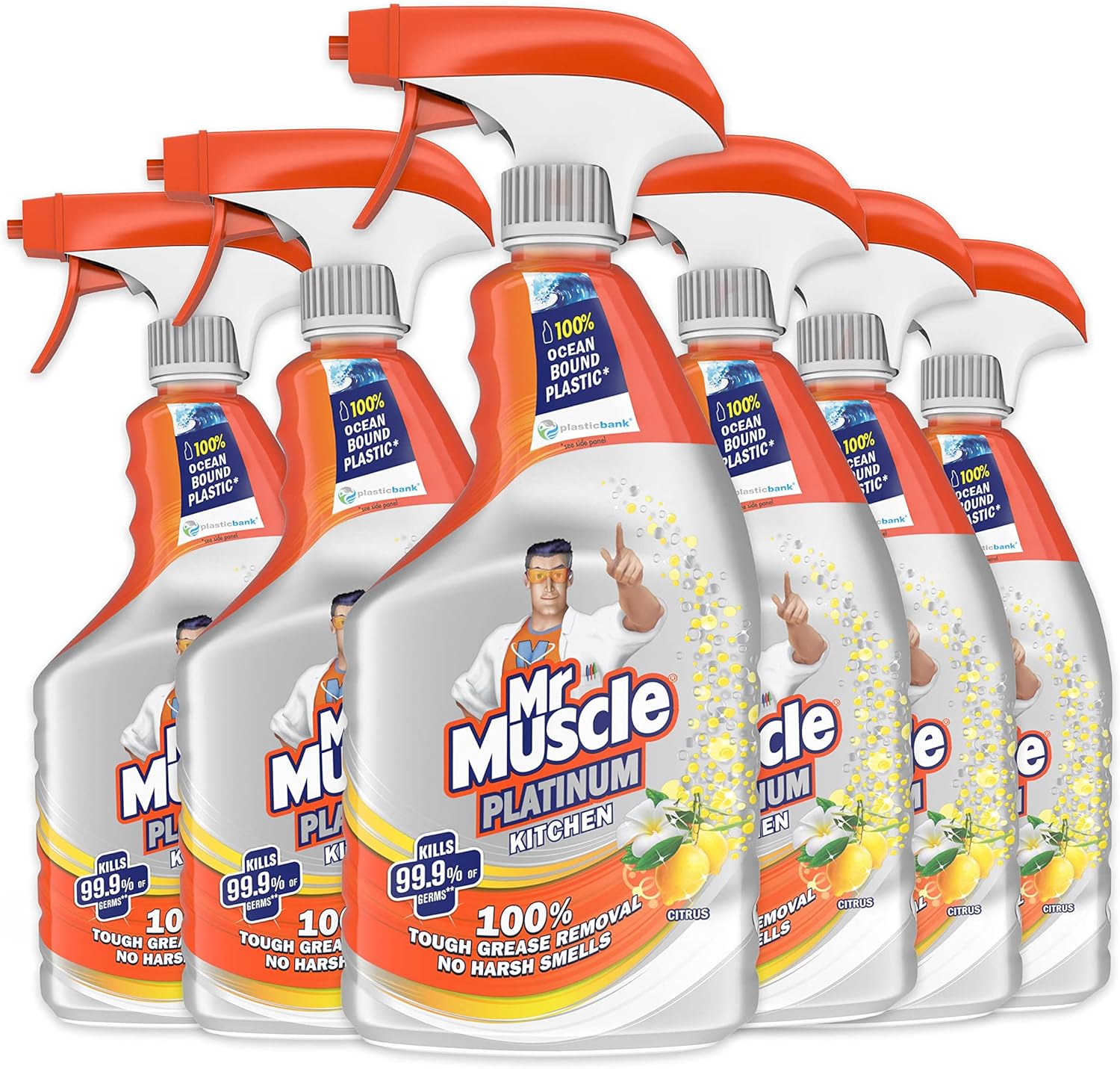 Mr Muscle Kitchen Cleaner, Platinum Antibacterial Kitchen Spray, Citrus ...