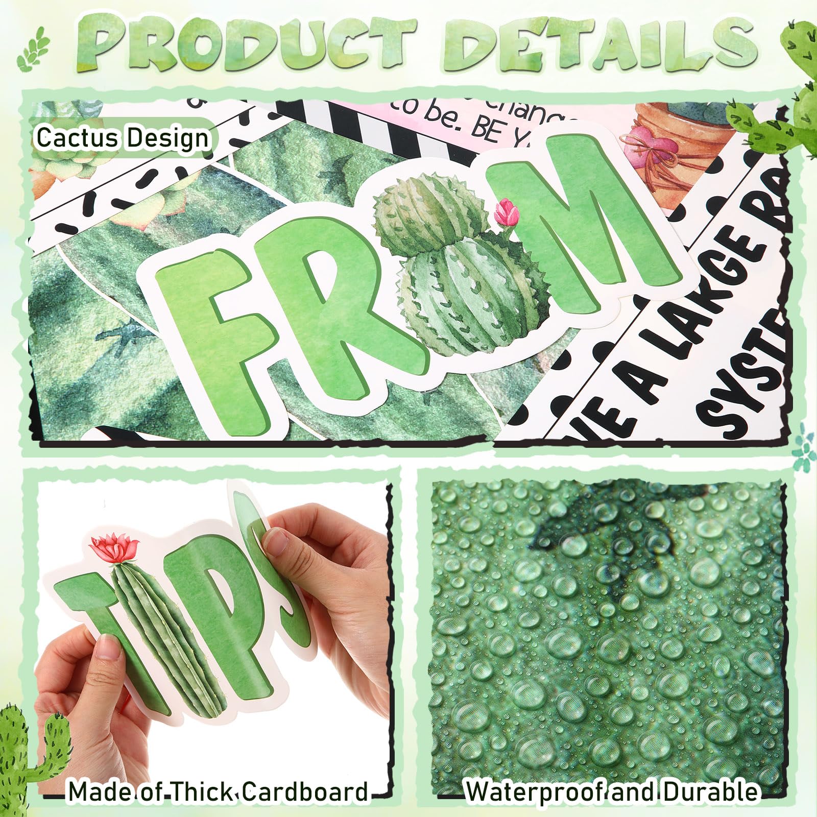 Snapklik.com : 36 Pcs Cactus Bulletin Board Decorations Motivational ...