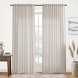 Amazon.com: XTMYI Oatmeal Country Curtains for Living Room,Sheer Linen ...