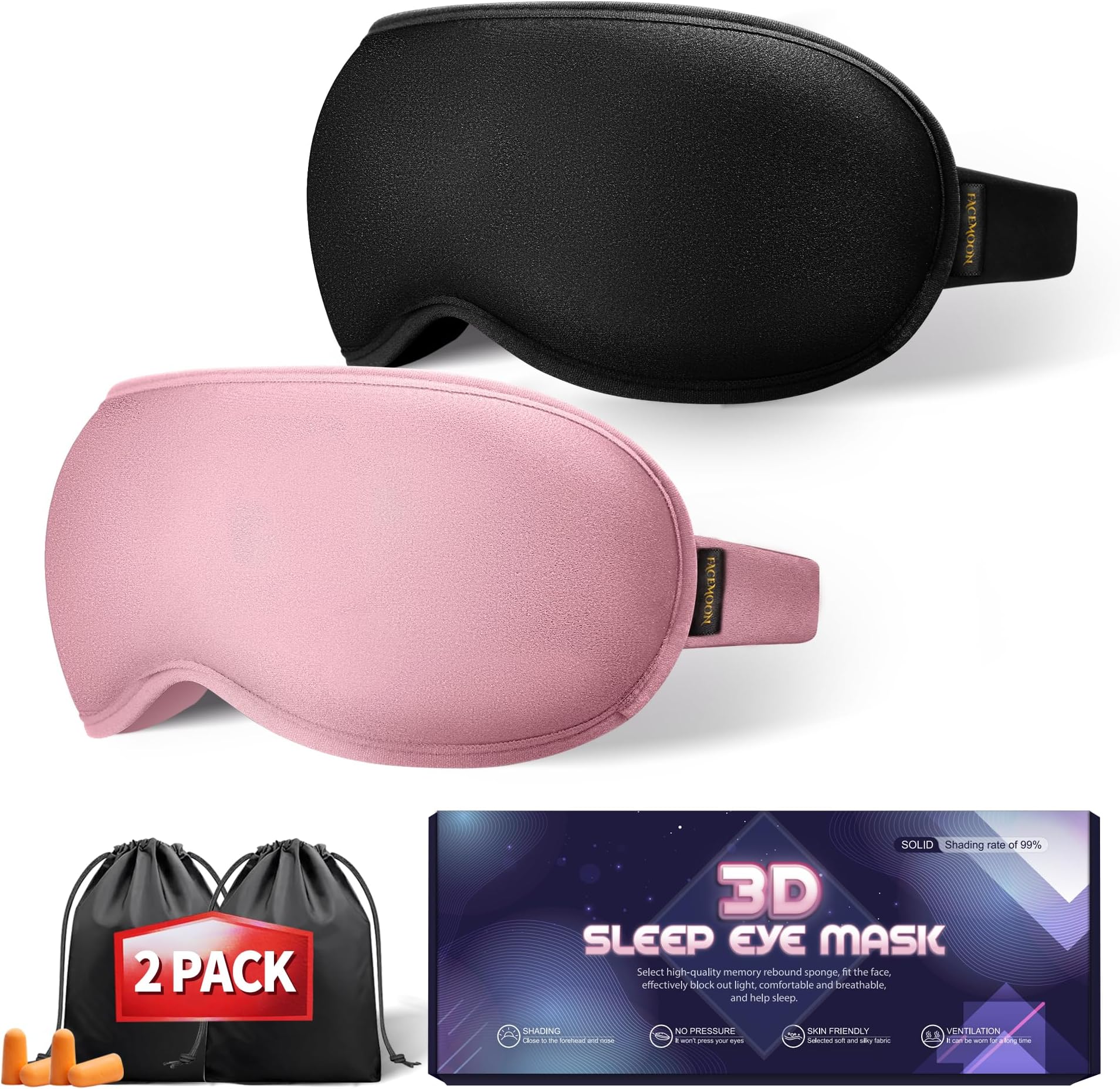Amazon.com: AOAWI Sleep Eye Mask 3D Contoured Cup Soft and Gentle ...
