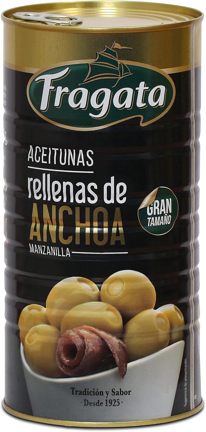 Fragata - Anchovy Filled Green Manzanilla Olives - 2 tins x 1450g (net ...