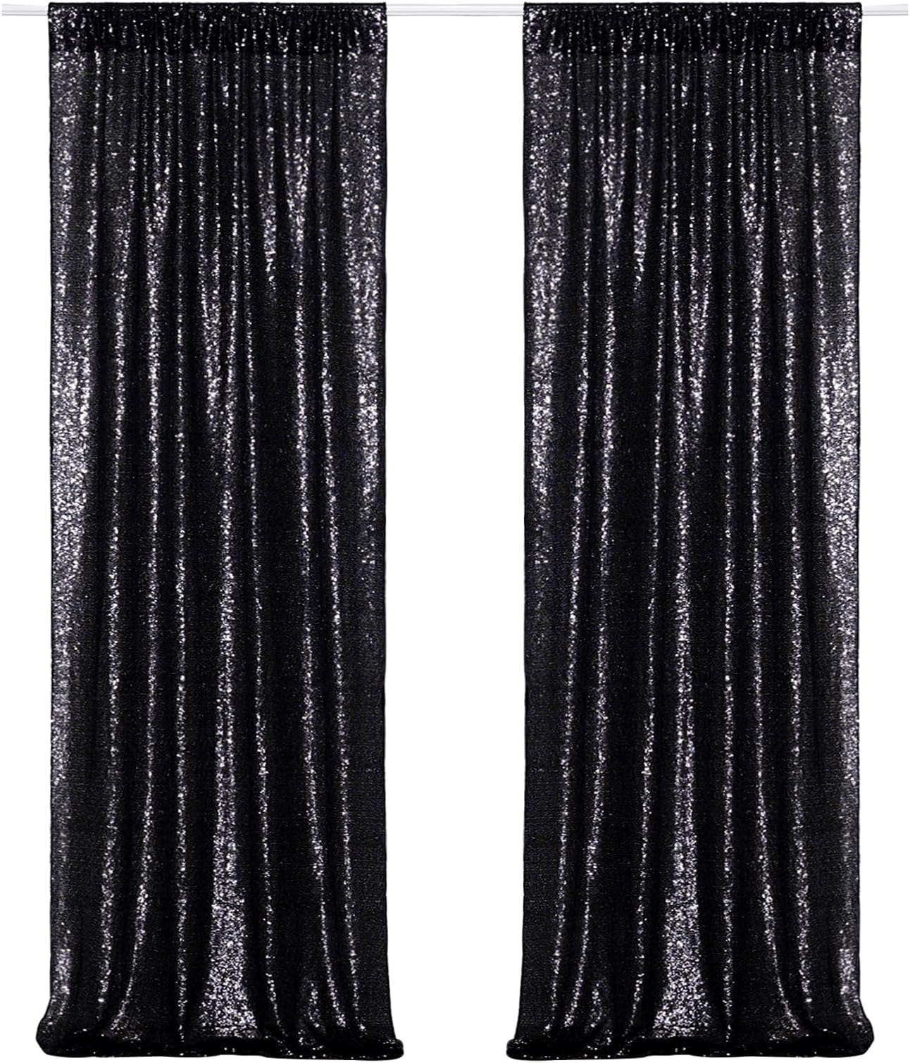 Amazon.com : 4 Panels 2 x 8 ft Red and Black Sequin Backdrop Curtain ...