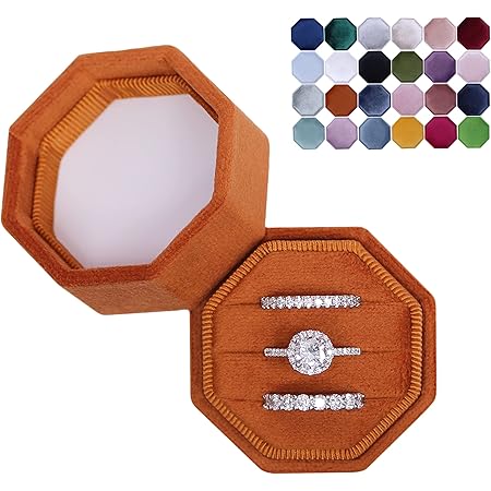 Amazon.com: Velvet Ring Box 3 Ring Slots Rectangle (Cypress Brown ...