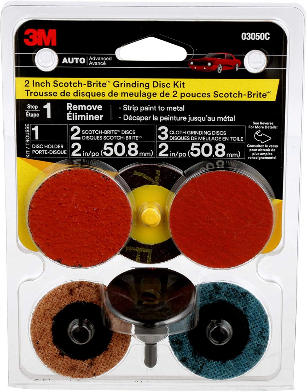3M Grinding Disc Kit, 40-80-120 Grit, 2 in (50.8 mm), 1 Kit/Pack, 03050 ...