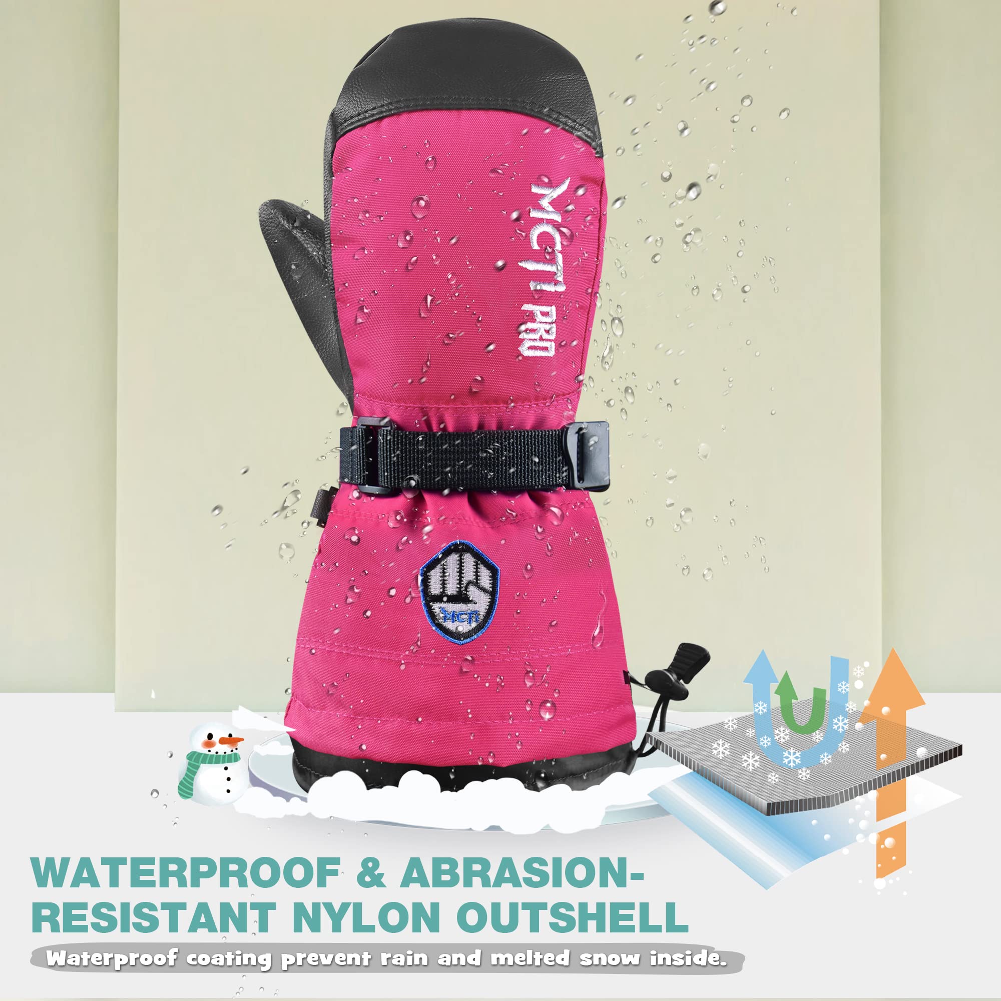 Snapklik.com : Kids Mittens Waterproof Winter Ski Warm Sherpa Fleece ...