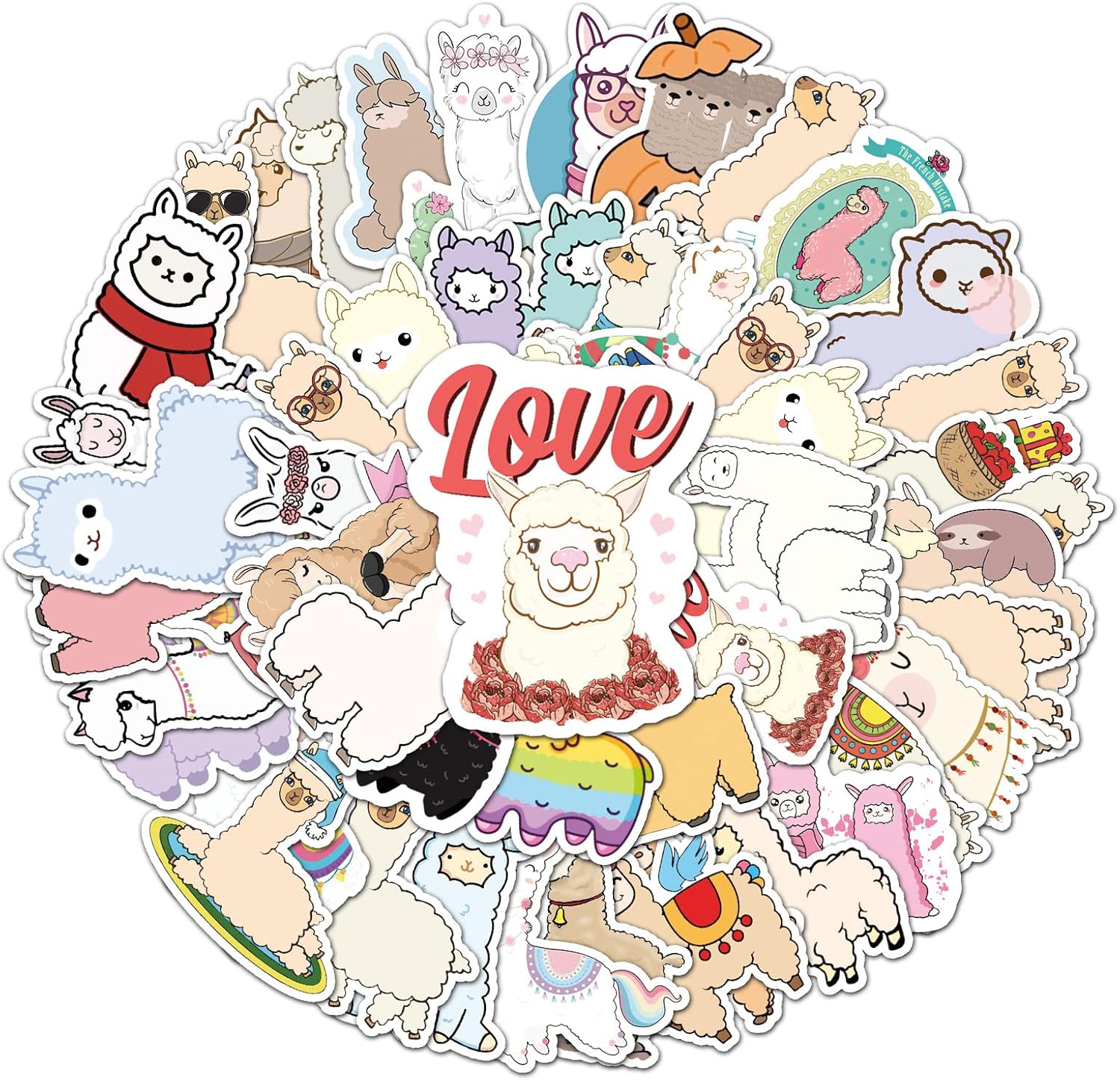 Amazon.com: Funny Alpaca Stickers Cute Alpaca Stickers Pack 50pcs ...