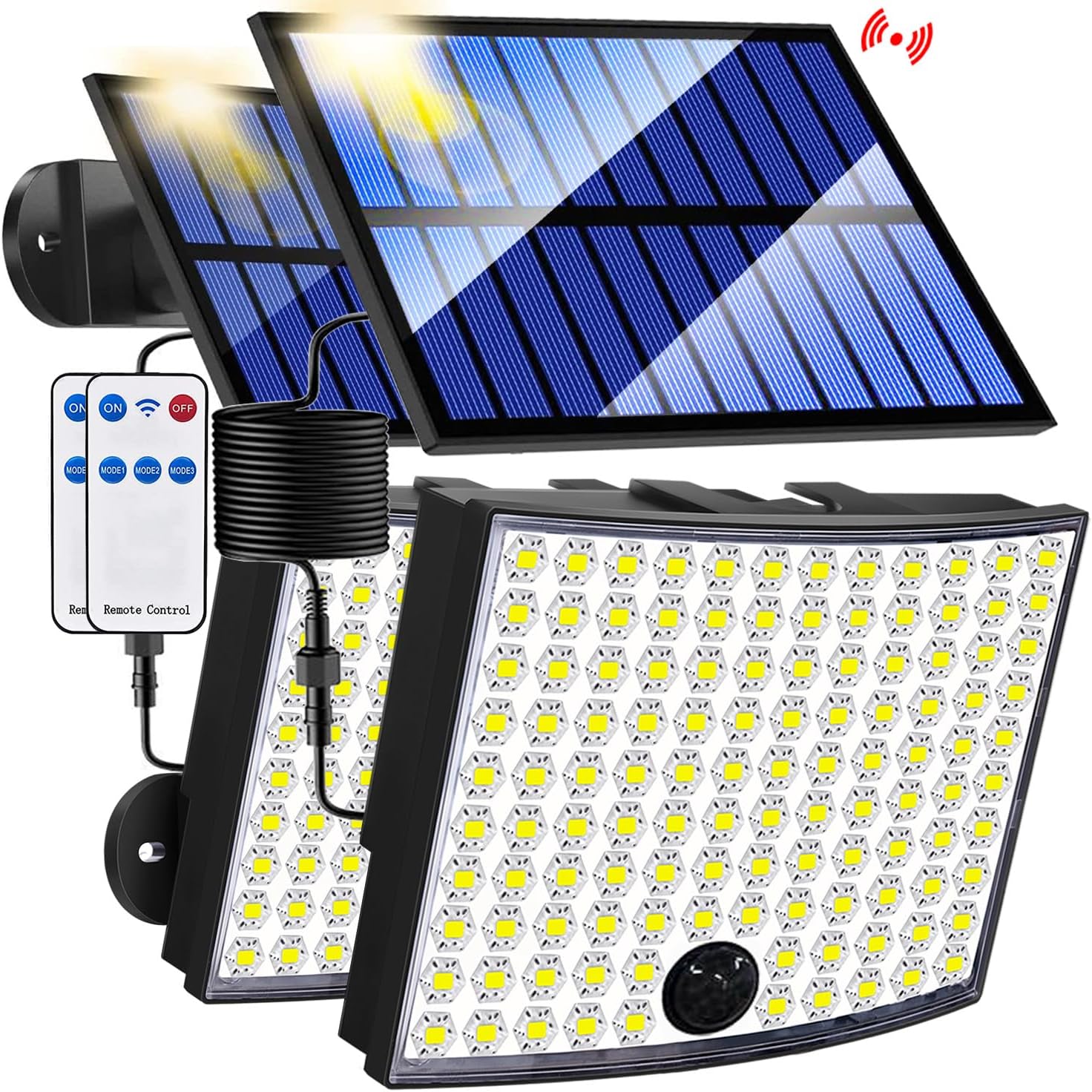 Cbiumpro Outdoor Solar Motion Sensor Lights, 2 Pack Solar Powered Flood ...