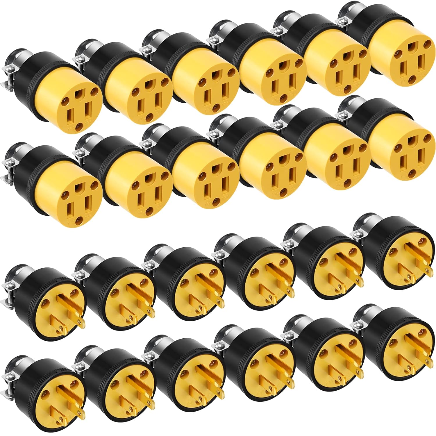 12 Set Extension Cord Ends Male and Female Replacement Plug 3 Prong 15A ...