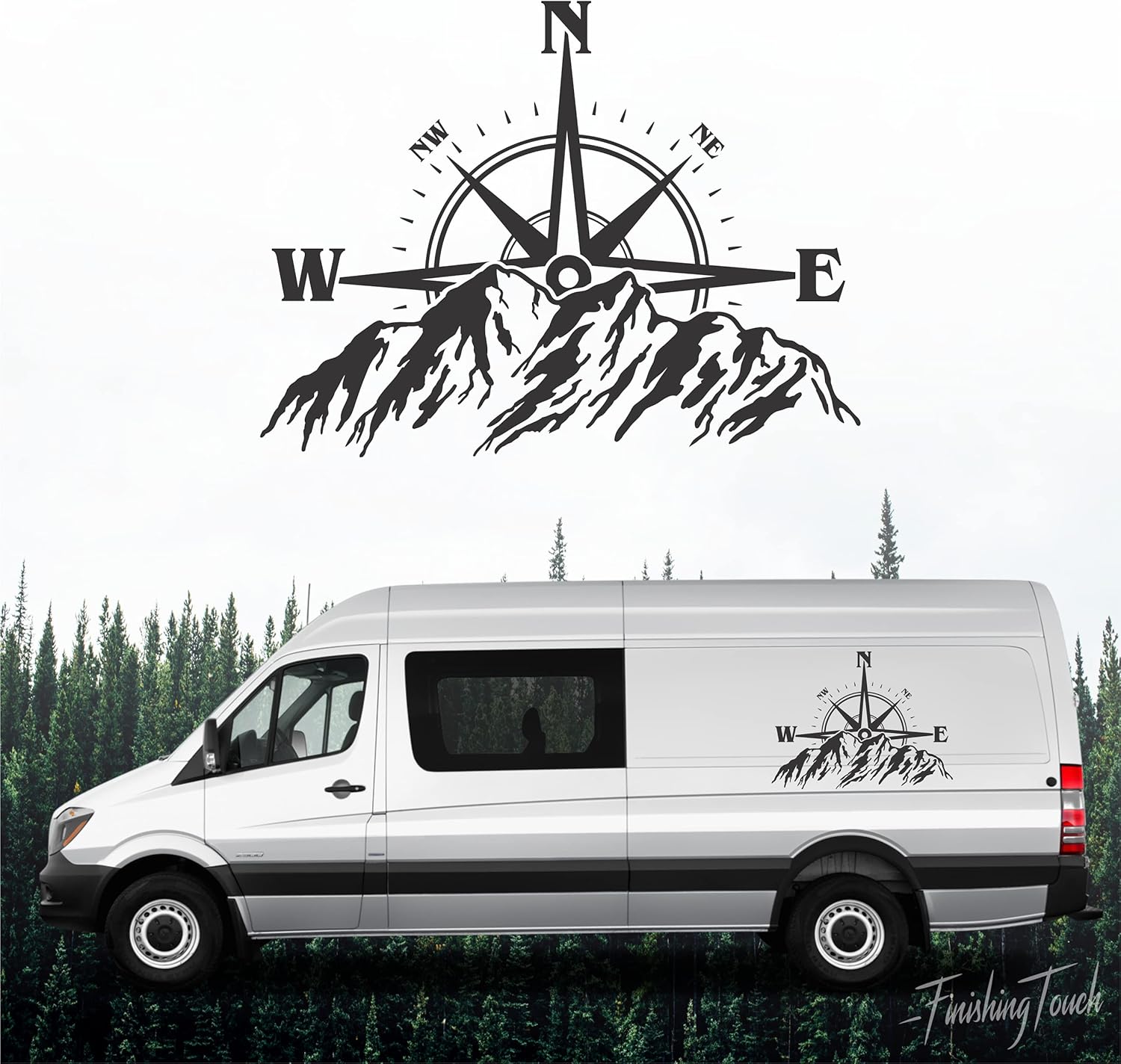 Amazon.com: Finishing Touch Vinyl Art Compass Rose Decal | Mountain ...