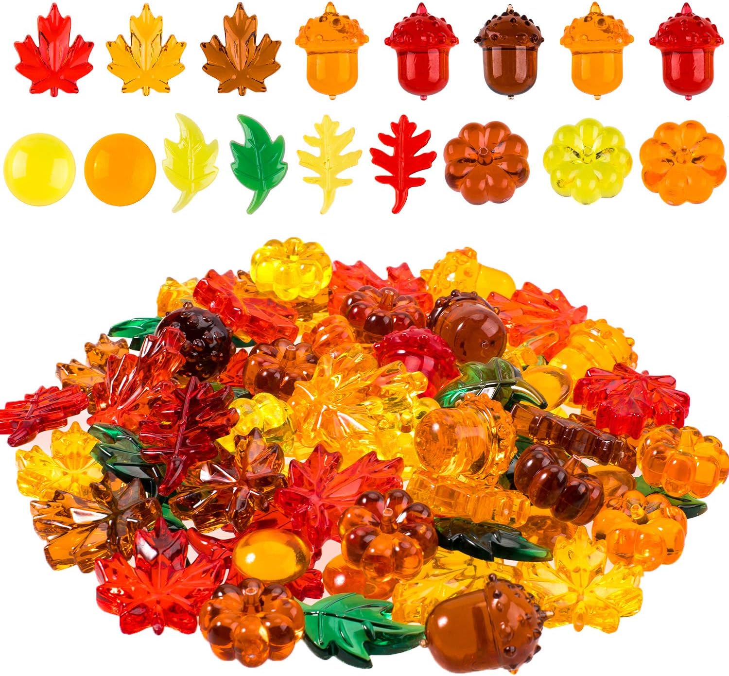 Amazon.com: Whaline 220 Pcs Acrylic Fall Decorations, Mini Fall Leaves ...