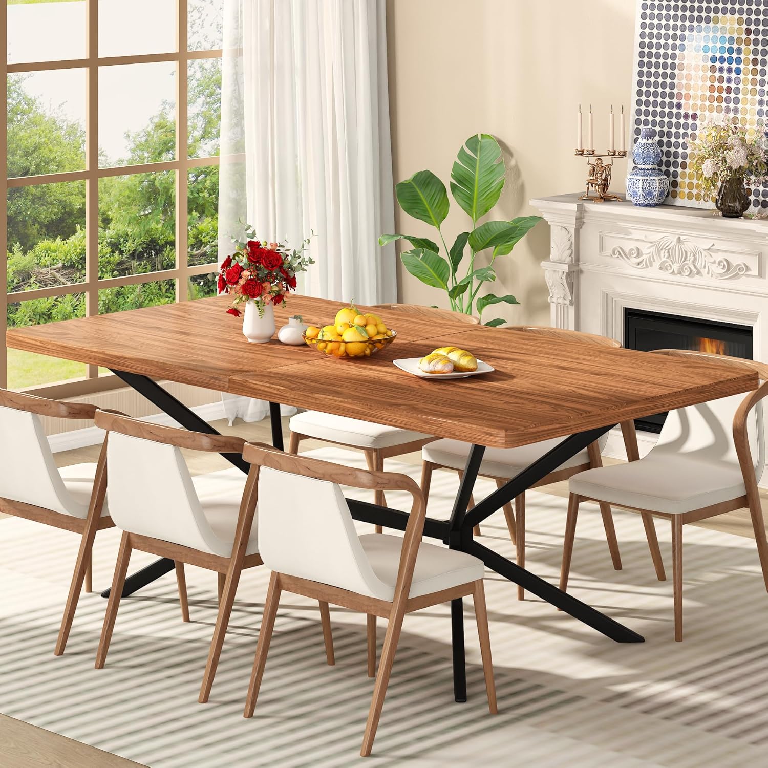 Amazon.com - DKLGG 70.8" Rectangular Farmhouse Dining Table for 6-10 ...