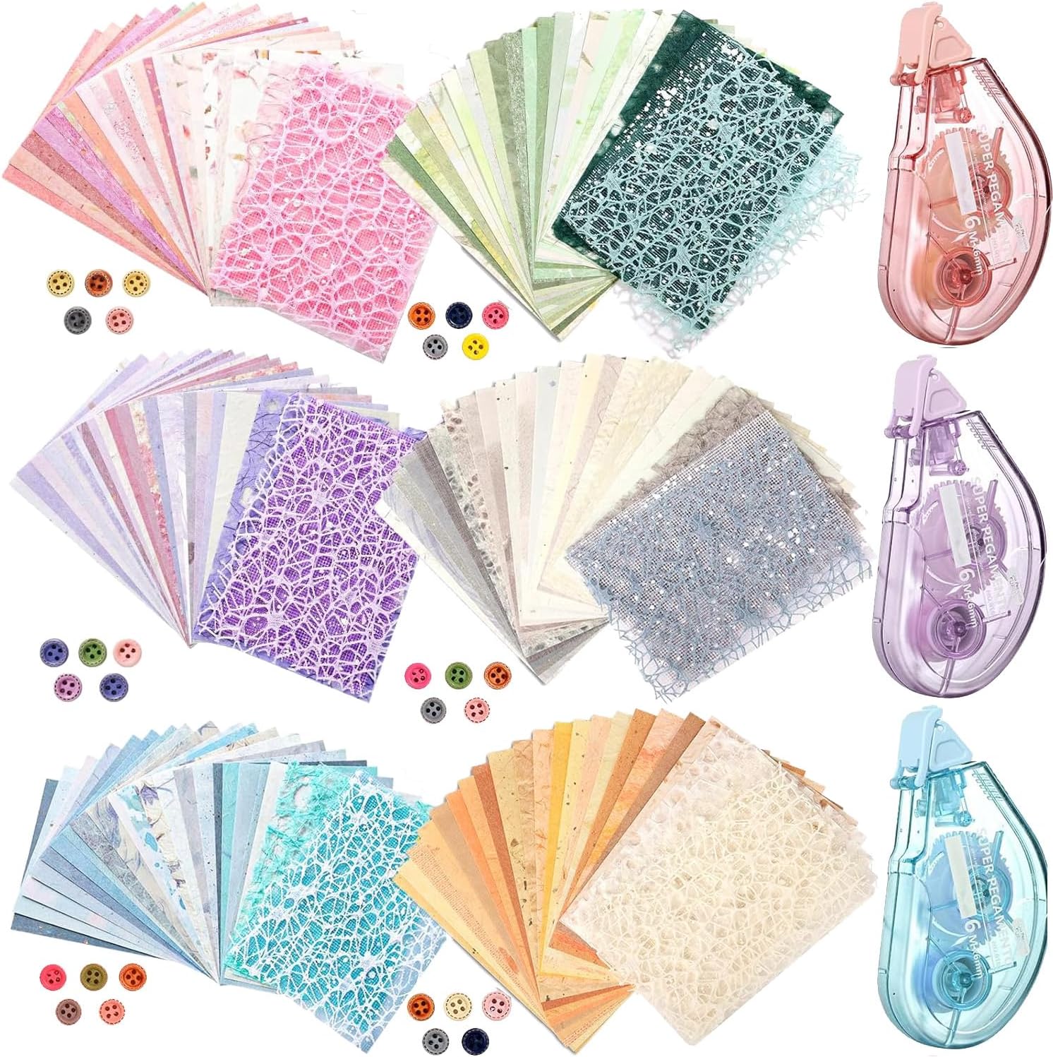 Acidea 156 Blatt strukturiertes Scrapbook-Papier und Mesh-Gewebe ...