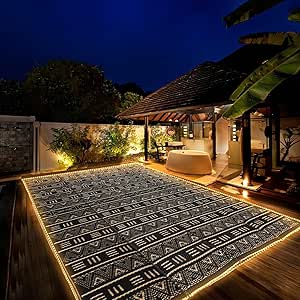 Amazon.com: Outdoor Rugs with Led Strip Lights for Patio Decor 9x12ft ...