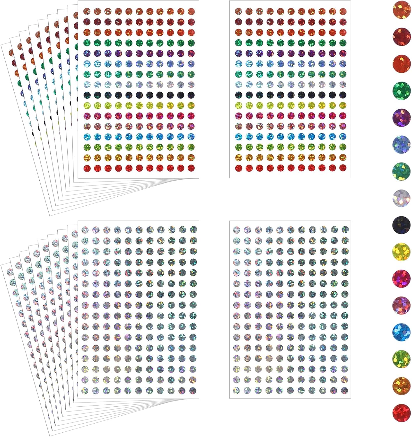 3520 Pack Small Circle Stickers - Glitter, Colored, 1/4" with Tiny ...