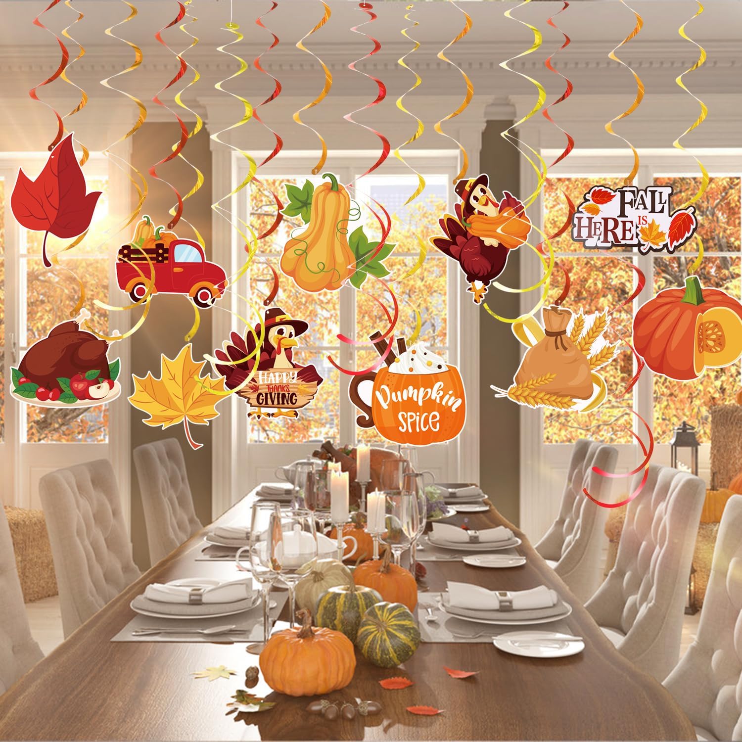 Amazon.com: LOKIPA Thanksgiving Hanging Decorations, 21 PCS ...