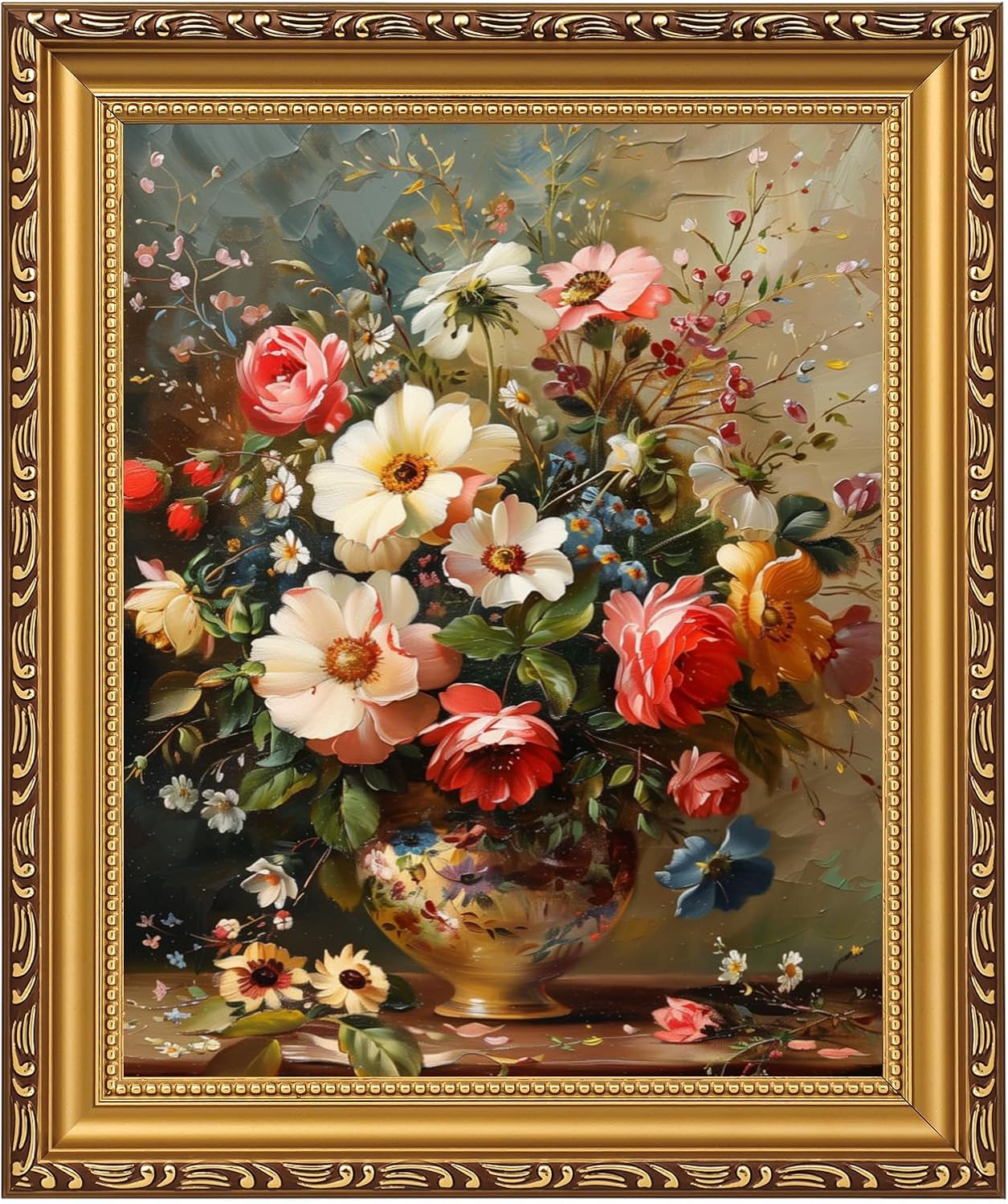 Amazon.com: MIEVU Gold Vintage Framed Wall Art - Canvas Wall Art Prints ...