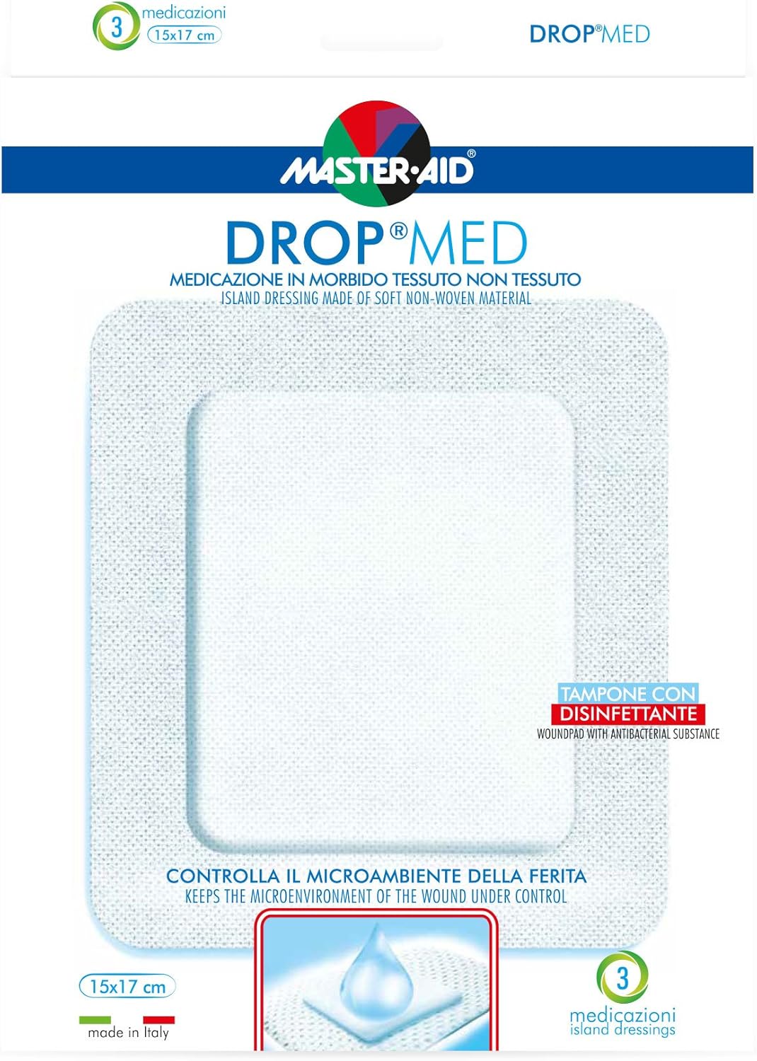 Master Aid Drop Med Extra Large 15 x 17 cm, 3 Pezzi - 1 Prodotto ...
