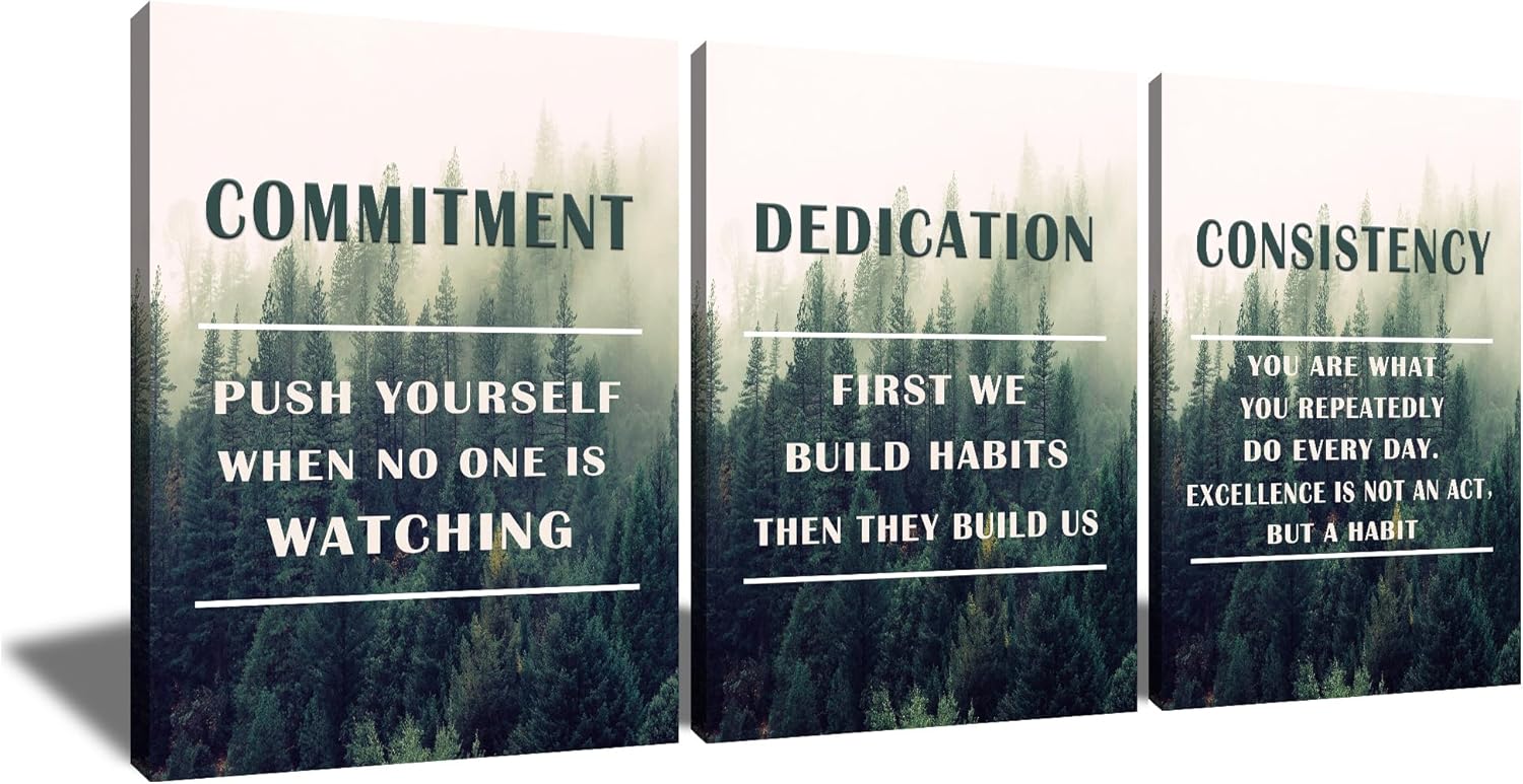 Amazon.com: Inspirational Canvas Wall Art Dedication Consistency ...