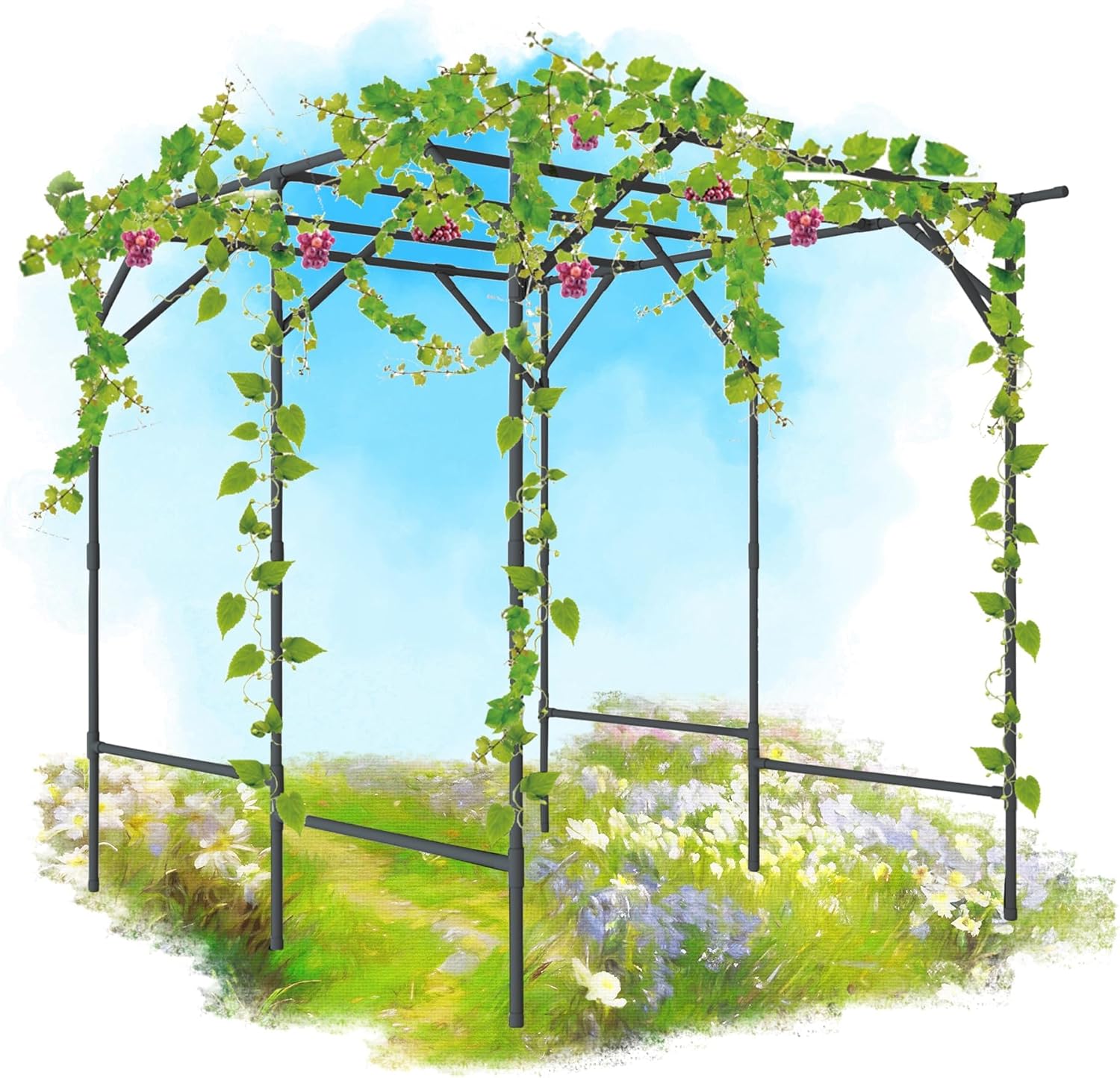 Amazon.com : SHANTRA 79'' L x 59'' W x 79'' H Grape Vine Support Arch ...