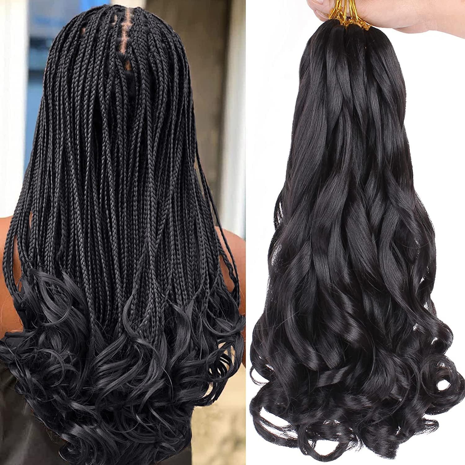 DT CHERYL 24 Inch French Curl Braiding Hair 8 Pack Loose Wavy Spiral ...