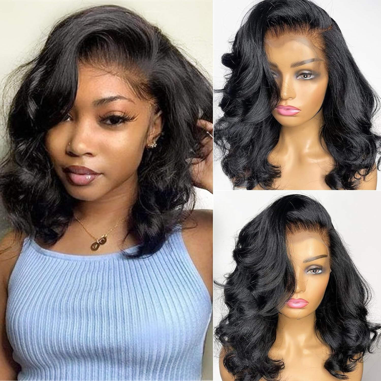 Amazon.com : ALIPOP Body Wave Lace Front Wig Human Hair 13x4 Lace Front ...